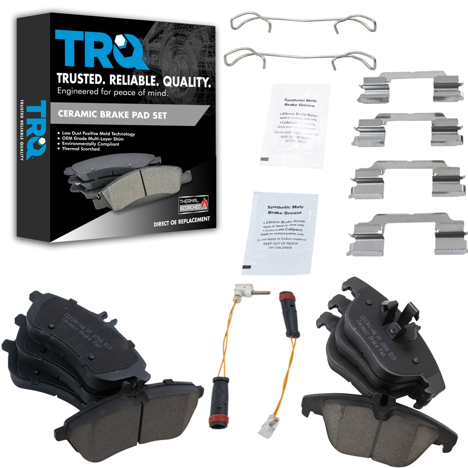 TRQ Front & Rear Premium Posi Ceramic Brake Pad Kit for Mercedes Benz ...