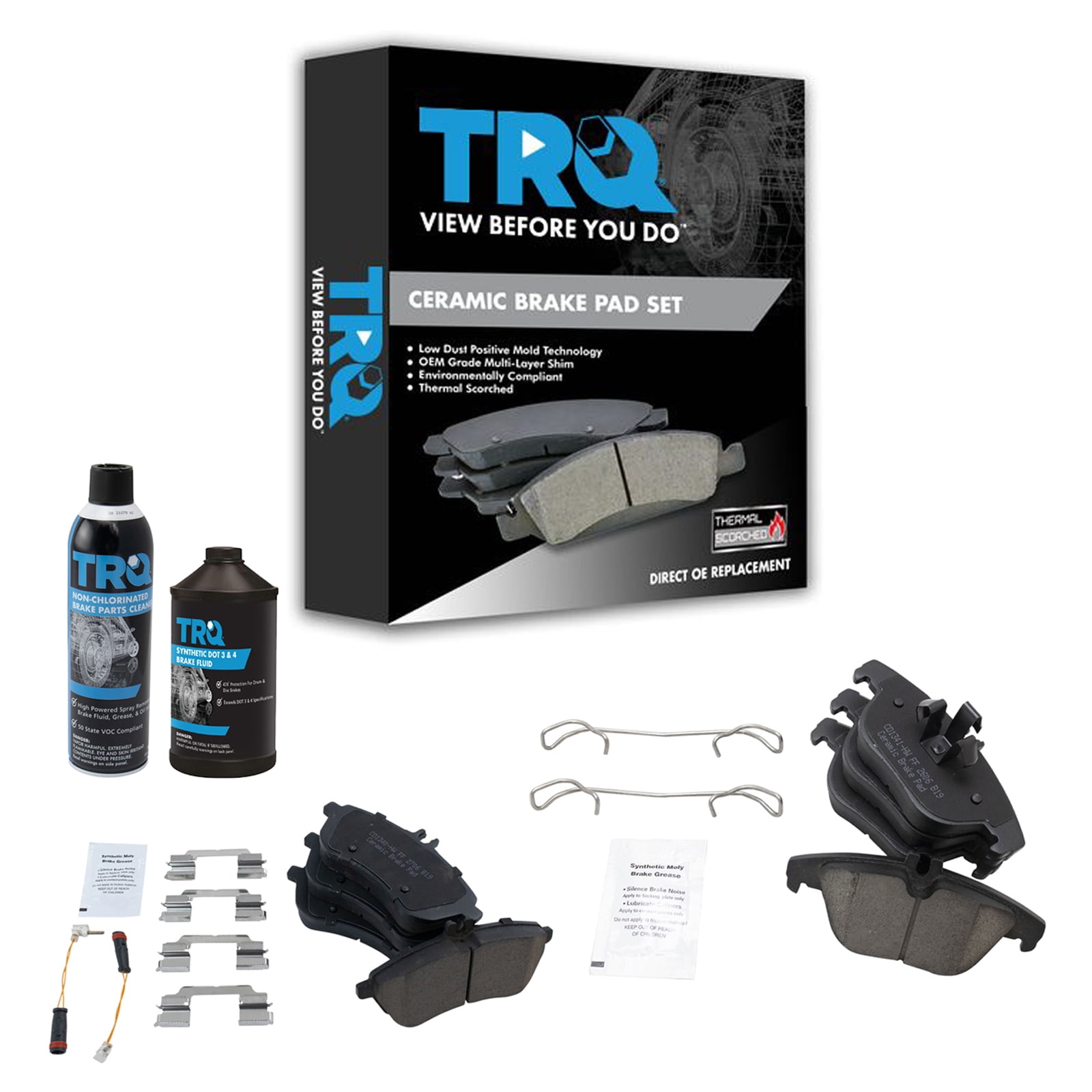 TRQ Front & Rear Premium Posi Ceramic Brake Pad Kit w/Chemicals ...