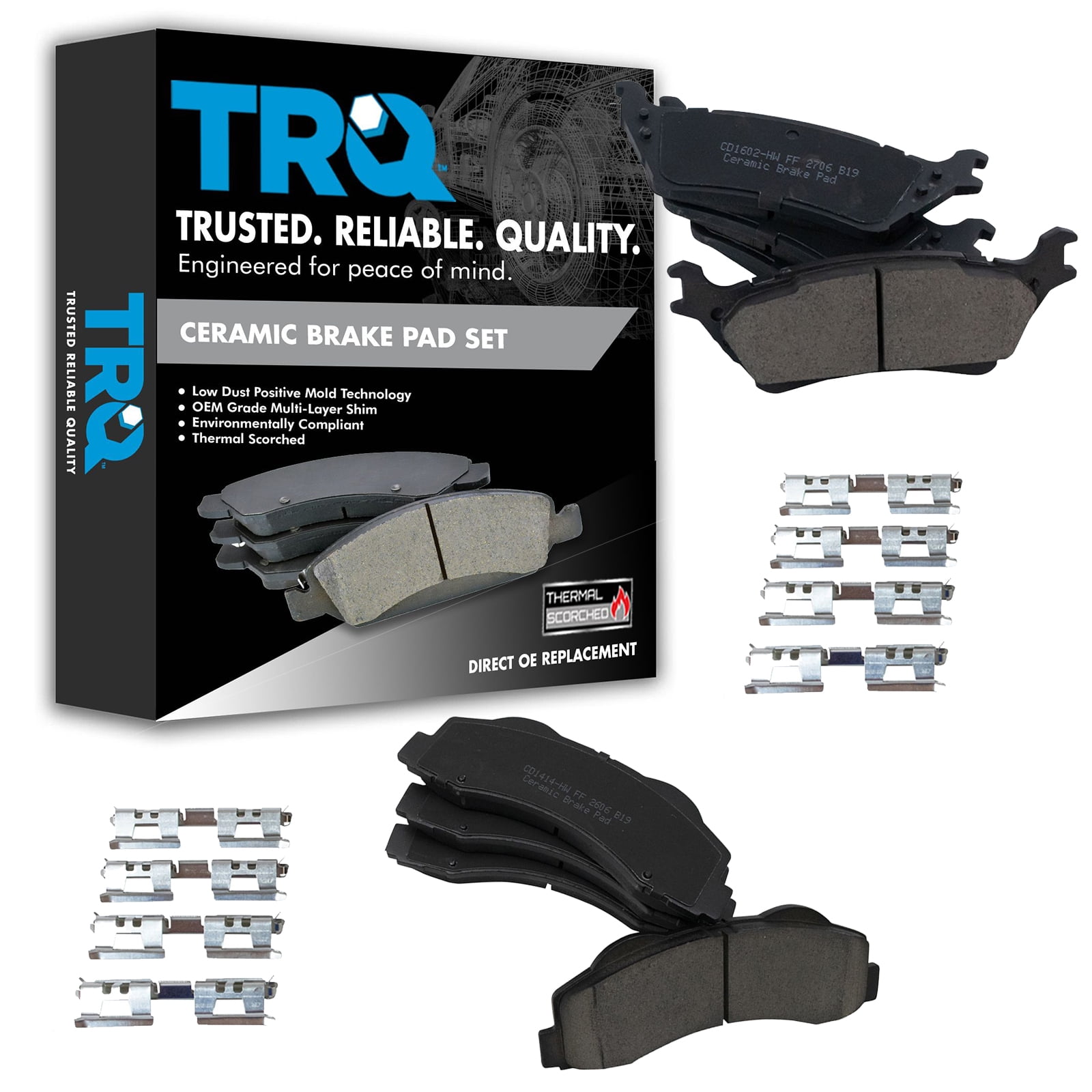 TRQ Front & Rear Premium Posi Ceramic Disc Brake Pad Kit for Ford ...