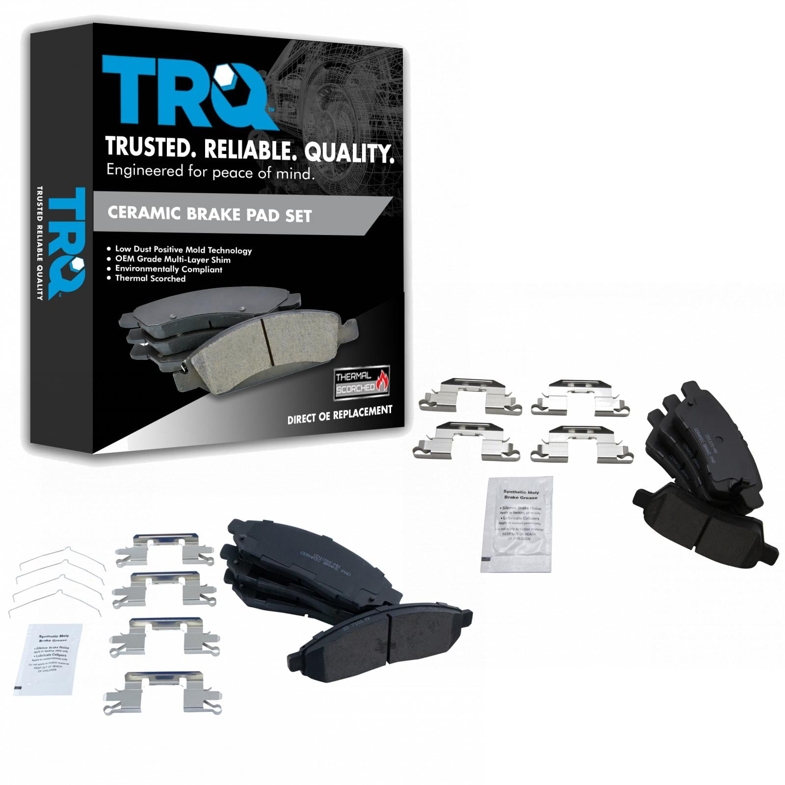 TRQ Front & Rear Premium Posi Ceramic Disc Brake Pad Set Kit for Nissan ...
