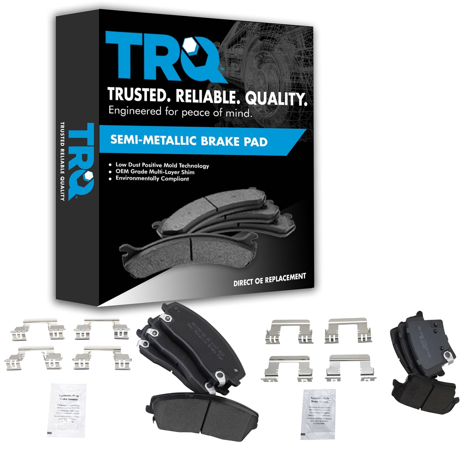 T.RQ Front Rear Semi Metallic Brake Pad Kit, Fits Dodge Charger 2006 ...