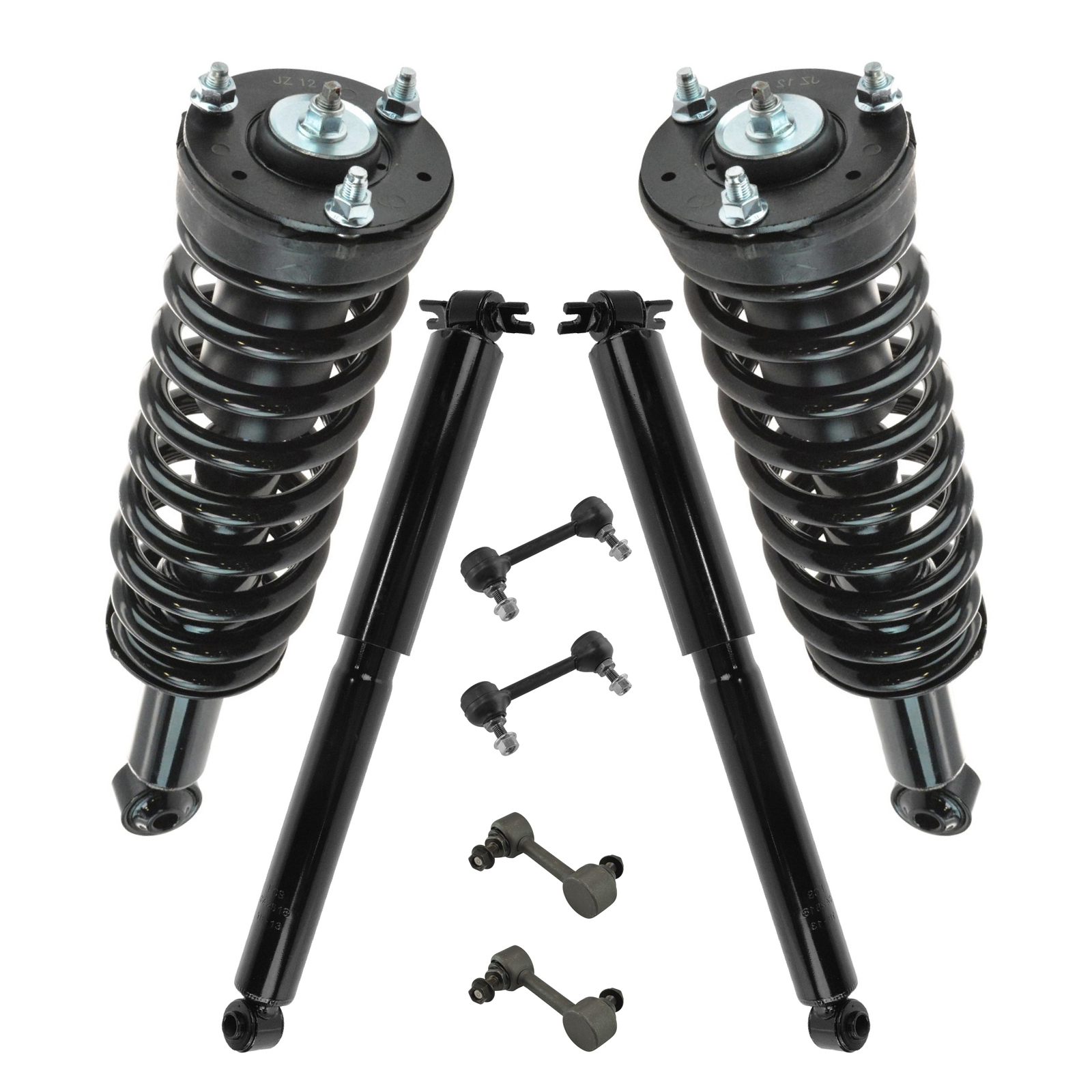 TRQ Front & Rear Shock Absorbers with Sway Bar End Links Kit for ...