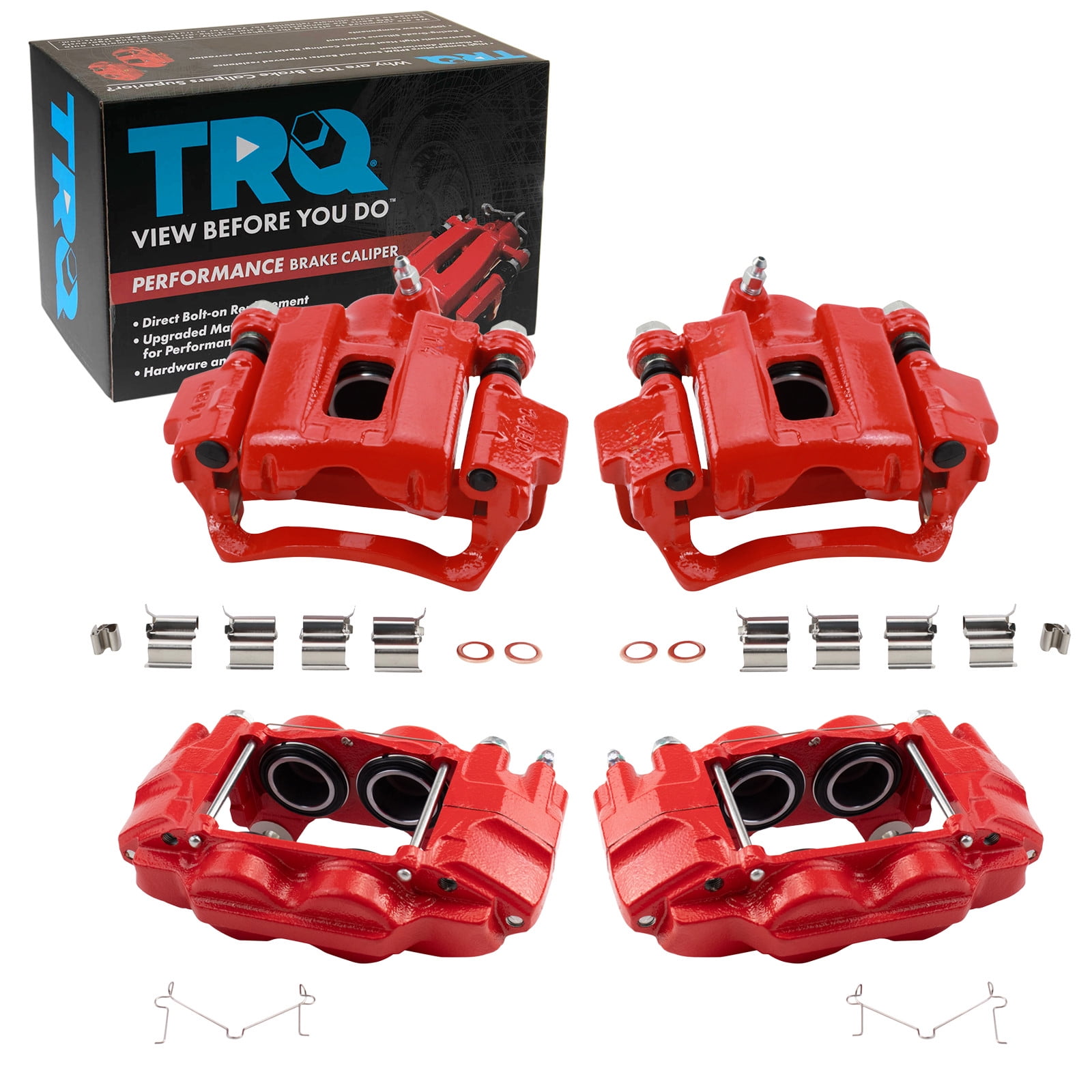 TRQ Front and Rear Brake Caliper Set Coated Brackets Fits 2010-2022 ...