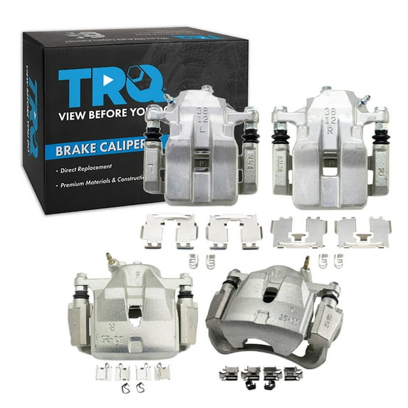 TRQ Front and Rear Brake Caliper Set Zinc Coated Brackets Hardware Fits ...