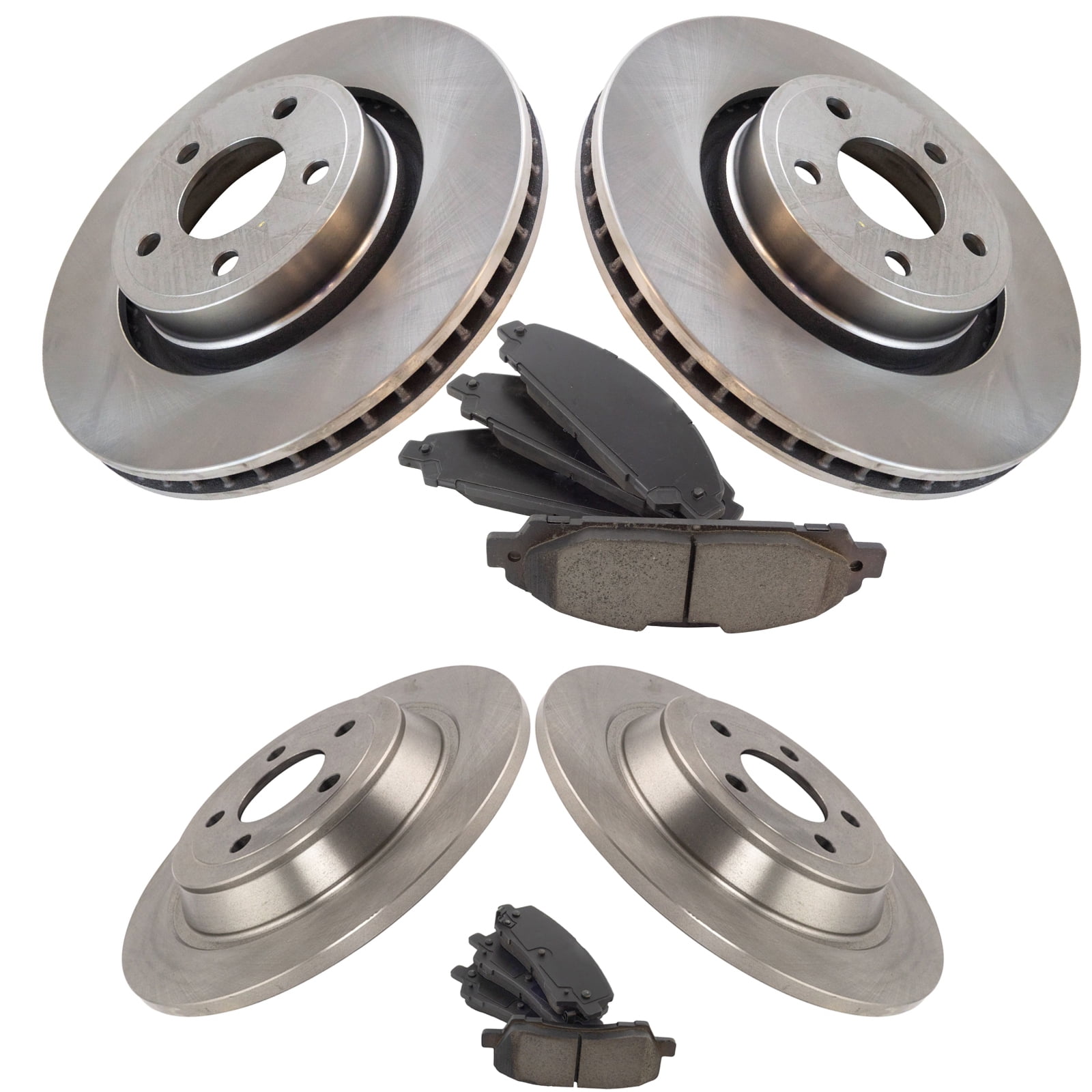 TRQ Front and Rear Brake Pad & Rotor Kit Brake Pads Brake Rotor Ceramic ...