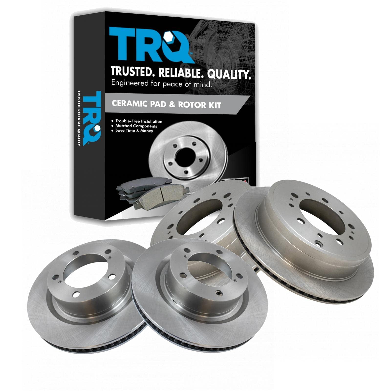 TRQ Front and Rear Brake Rotors Set Vented Fits Select 2016-2021 Lexus LX570 Toyota Land Cruiser ...