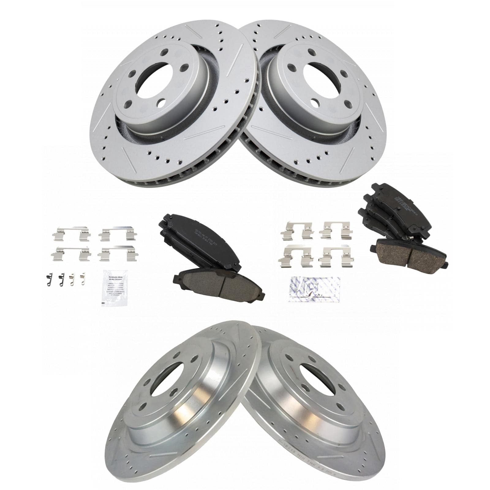 TRQ Front and Rear Performance Brake Pad & Rotor Kit Brake Pads Brake ...