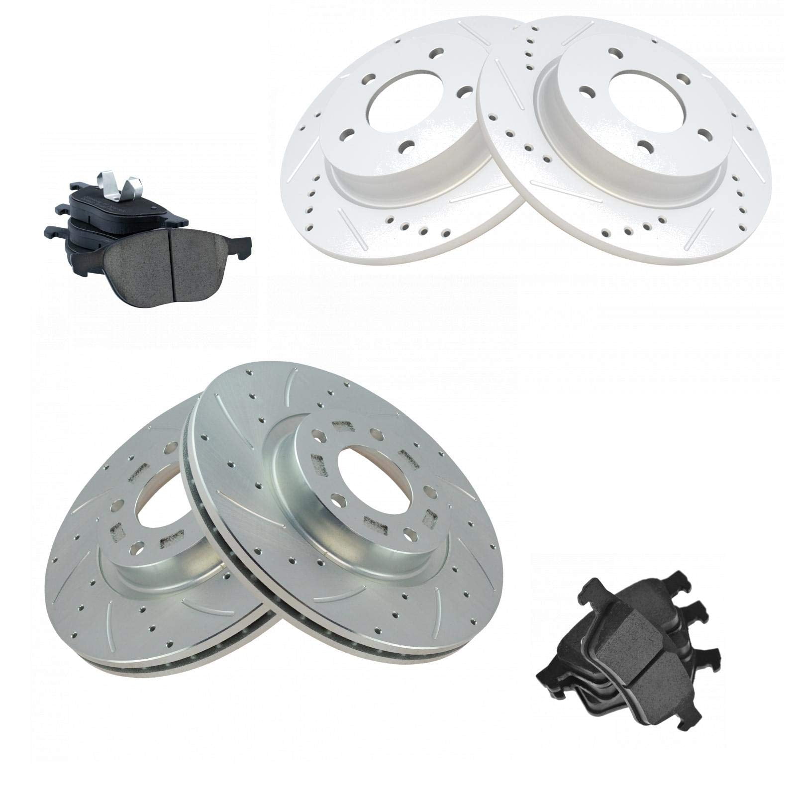 TRQ Front and Rear Performance Brake Pad & Rotor Kit Brake Pads Brake ...