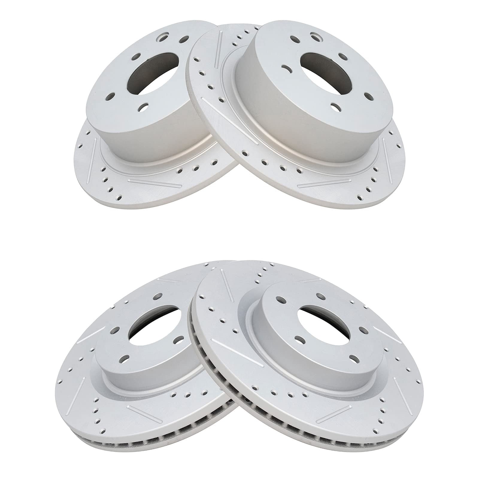TRQ Front and Rear Performance Brake Rotors Set Premium G-Coated Cross ...
