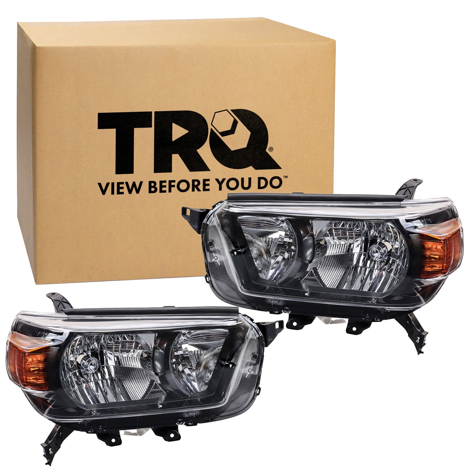 TRQ Headlight Assembly Set TO2518128 TO2519128 Fits 2010-2013 Toyota ...