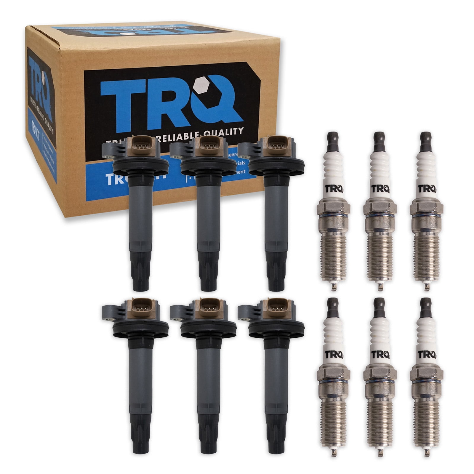 TRQ Ignition Coil & Iridium Spark Plug Kit Set for Ford Lincoln 3.5L V6 Turbo TKA01362 Fits ...
