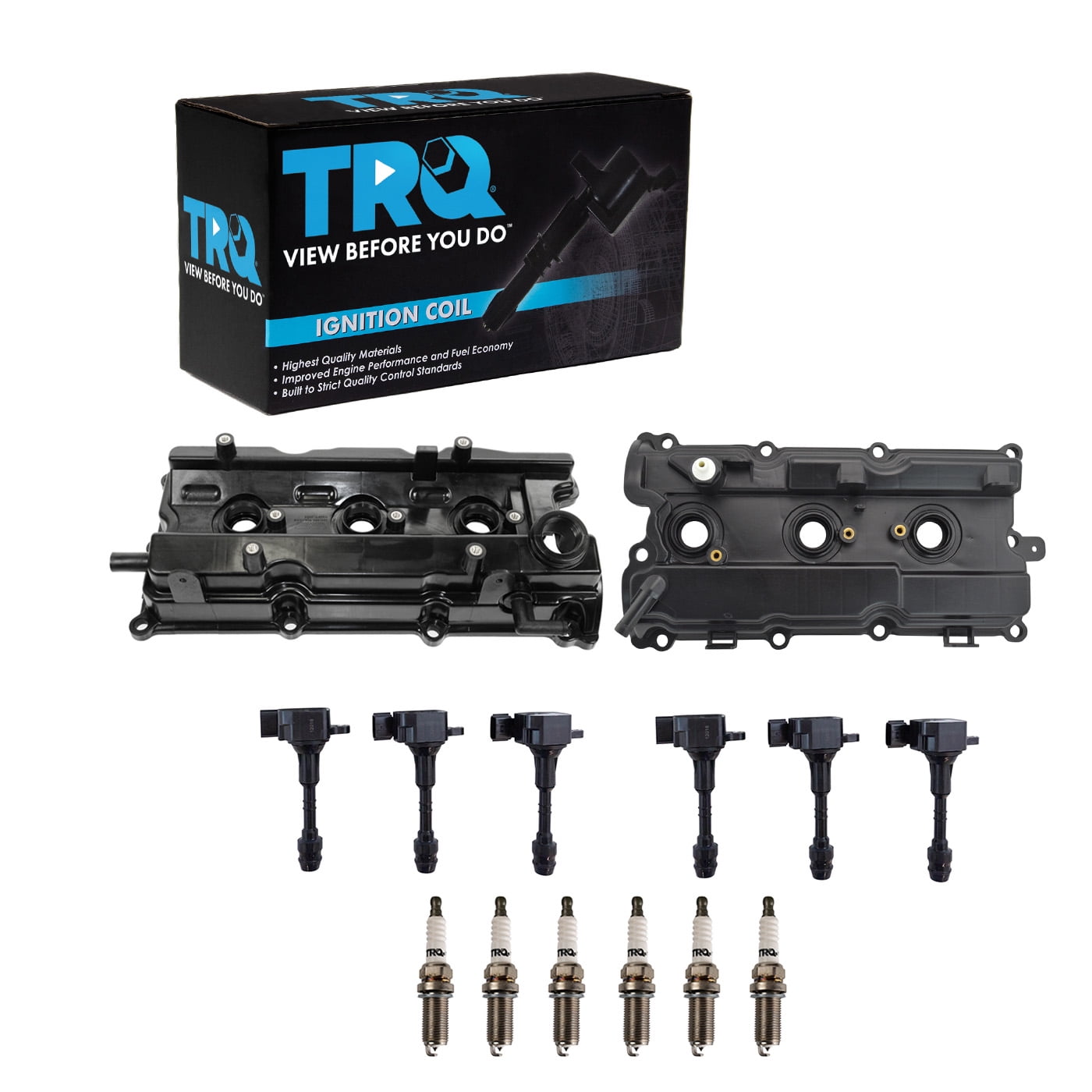 TRQ Ignition Coils Valve Covers & Iridium Spark Plug Kit for Nissan 3 ...