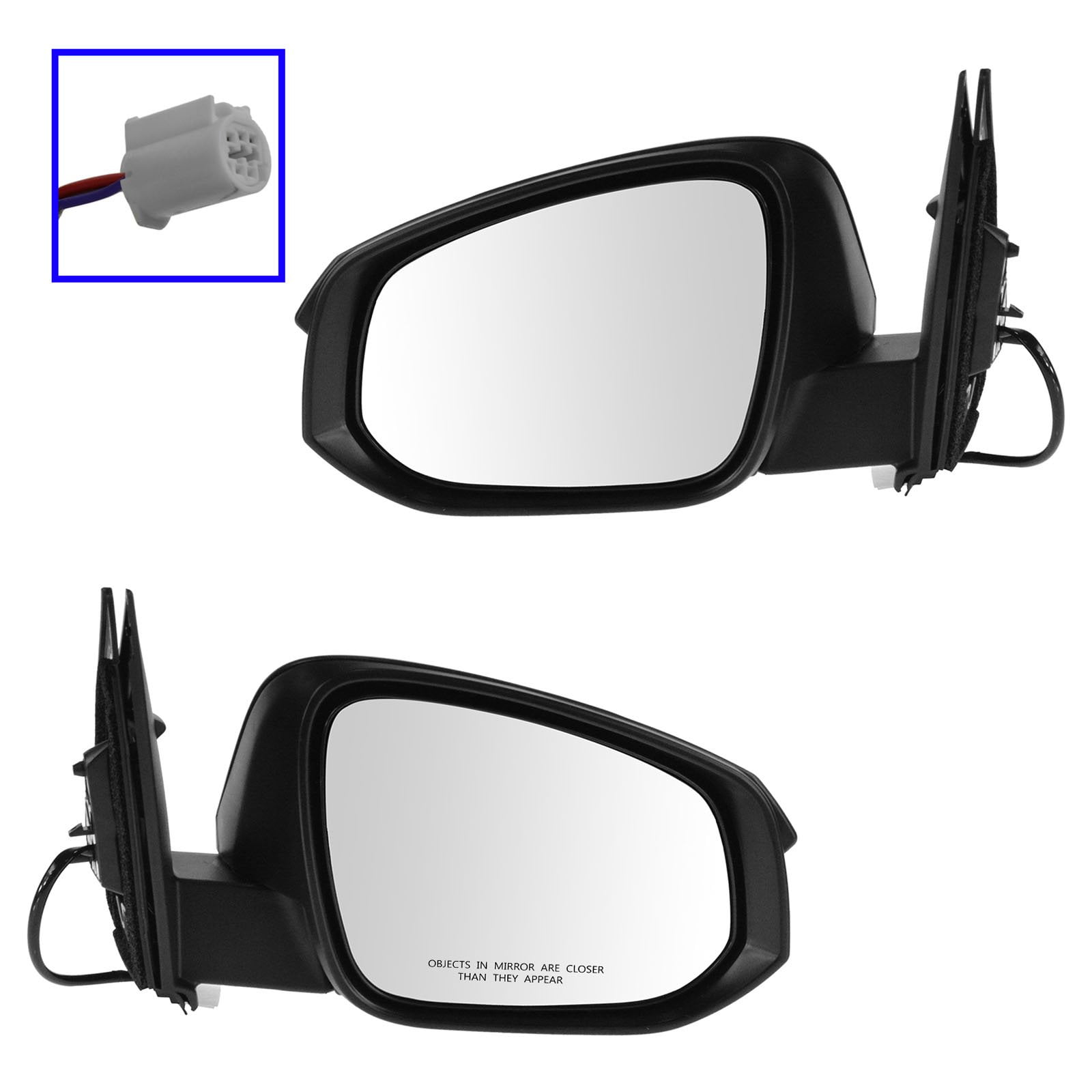 TRQ Mirrors Power Textured Black LH Driver & RH Passenger Set for ...