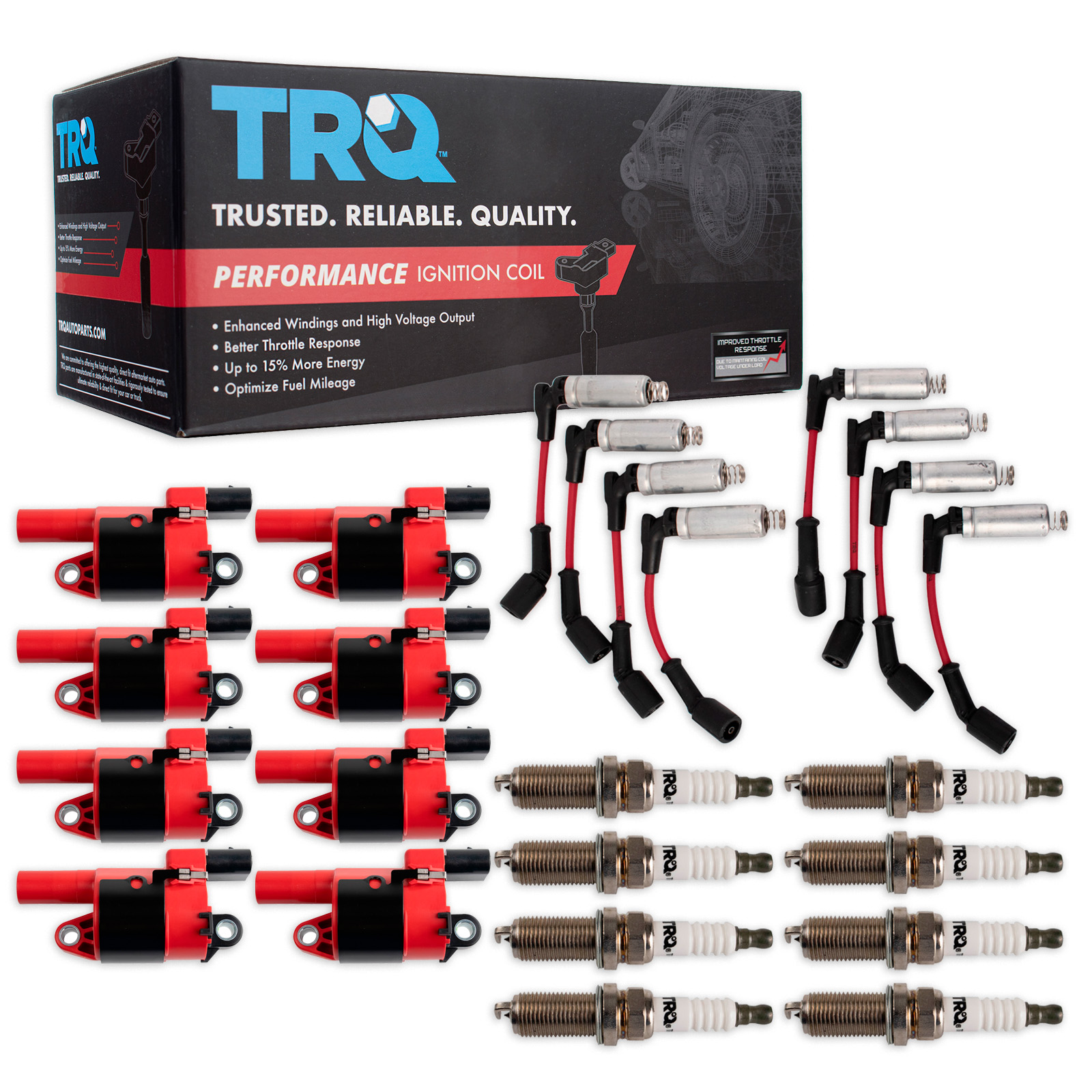 TRQ Performance Ignition Coils Wires & Spark Plugs Fits 05-08 Chevrolet ...