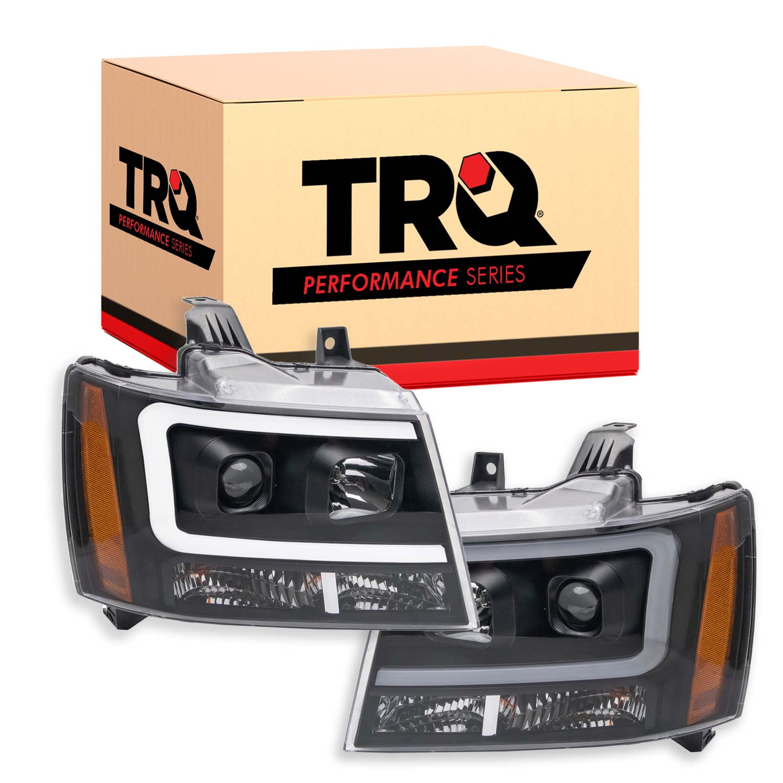 TRQ Performance Projector Headlights Set Black LED Bar for 07-14 ...