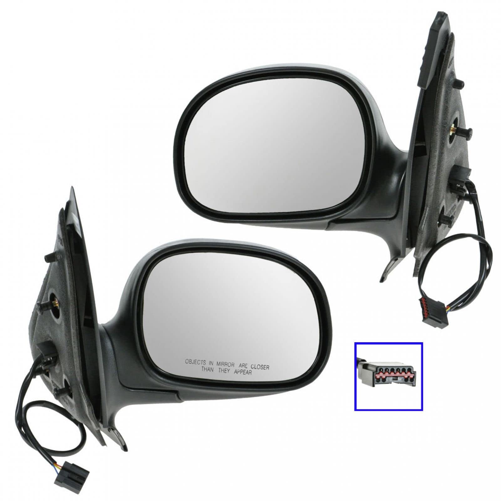 TRQ Power Side View Mirrors Black & Chrome Pair for Ford Expedition ...