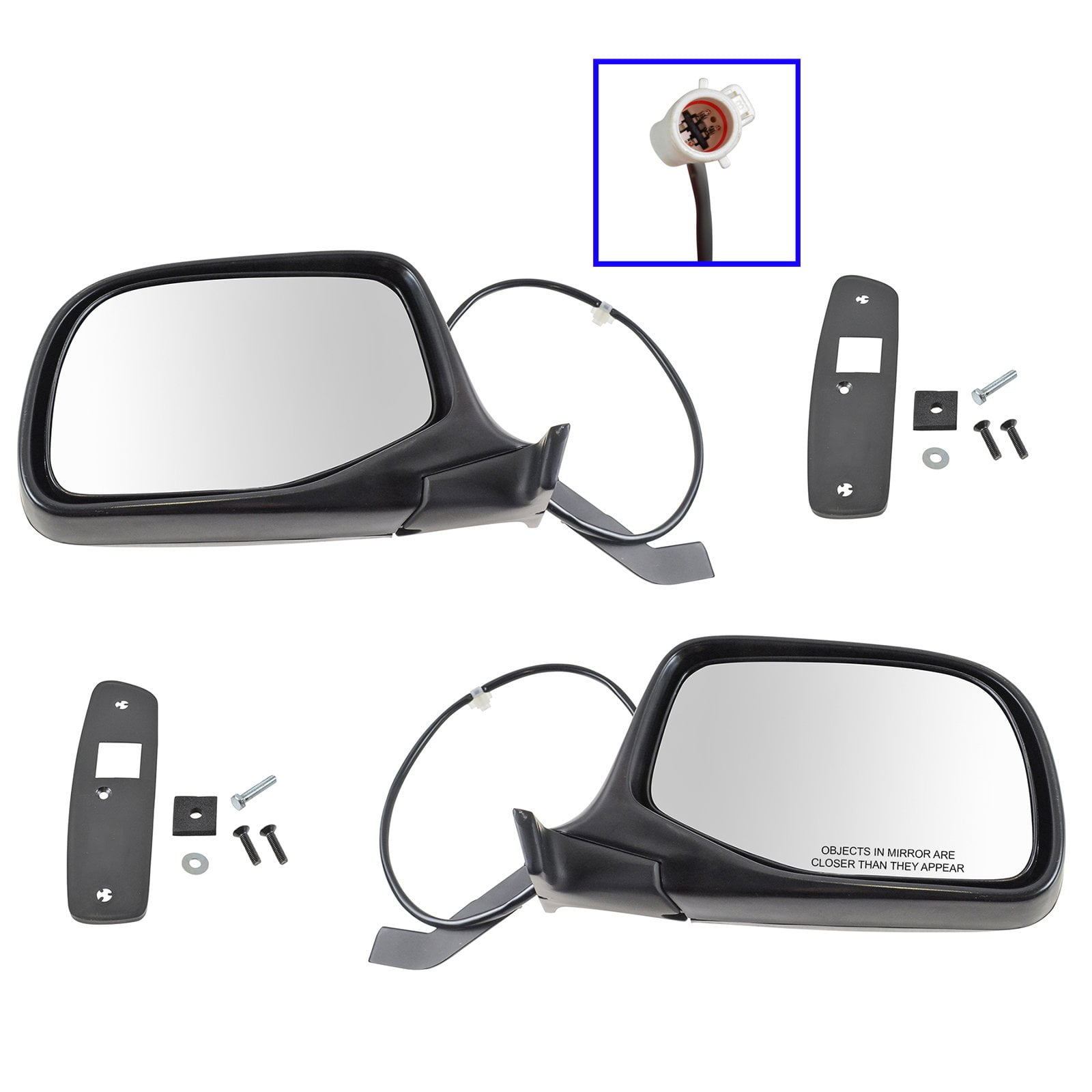 TRQ Power Side View Mirrors Chrome & Black Left & Right Pair for F ...