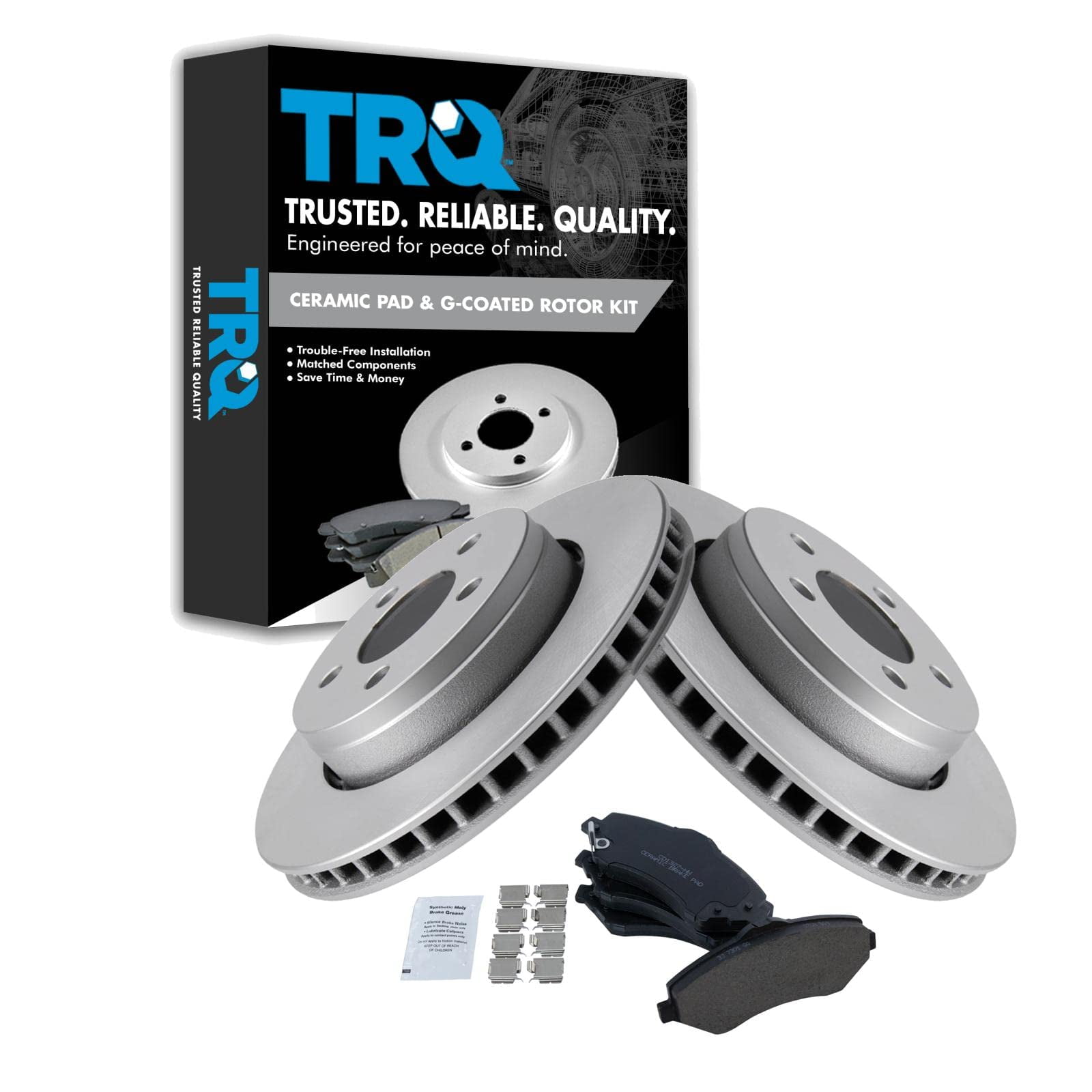 TRQ Front Brake Pad & Rotor Kit Brake Pads Brake Rotor Ceramic Premium ...