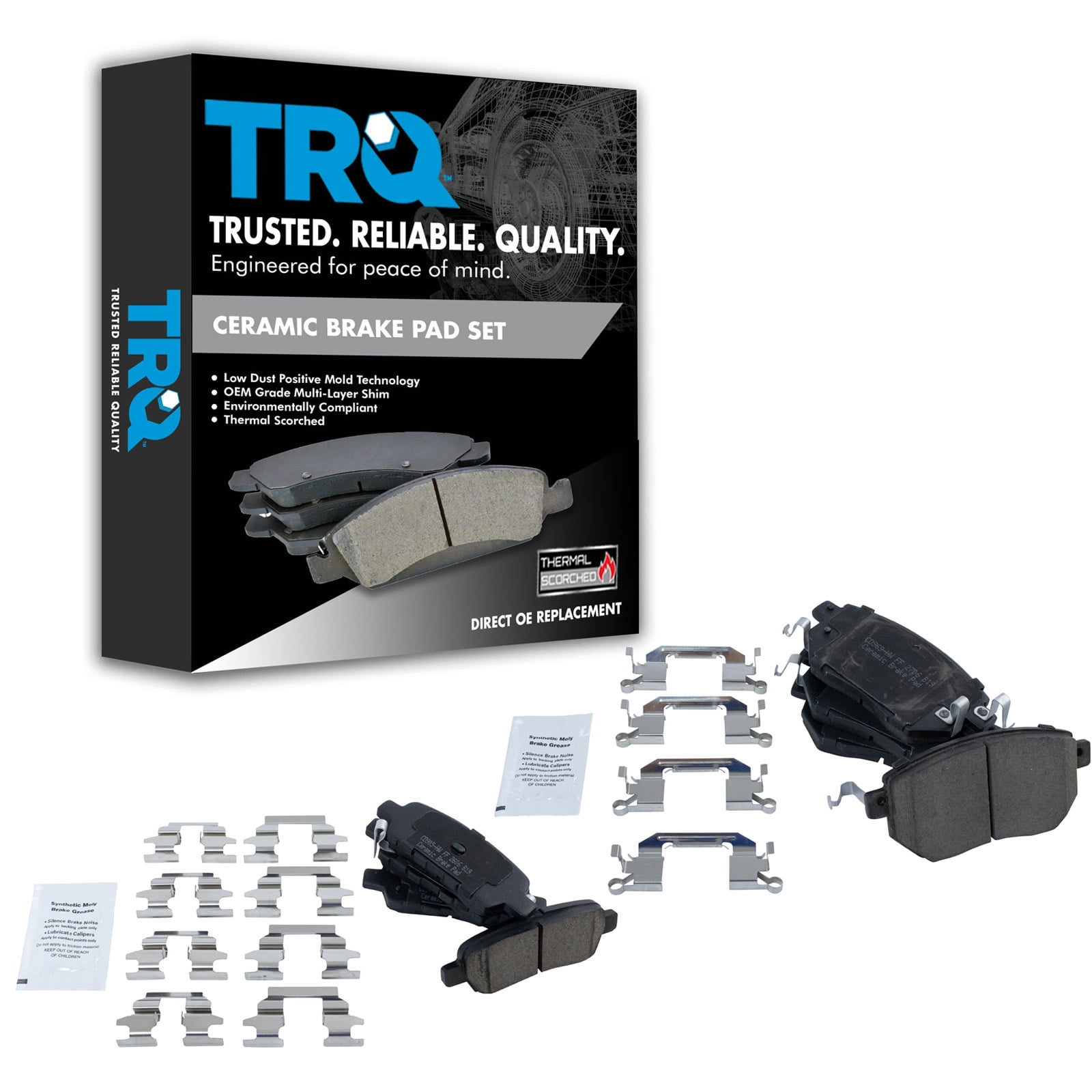 TRQ Premium Posi Ceramic Brake Pad Set Kit Front & Rear for Nissan ...