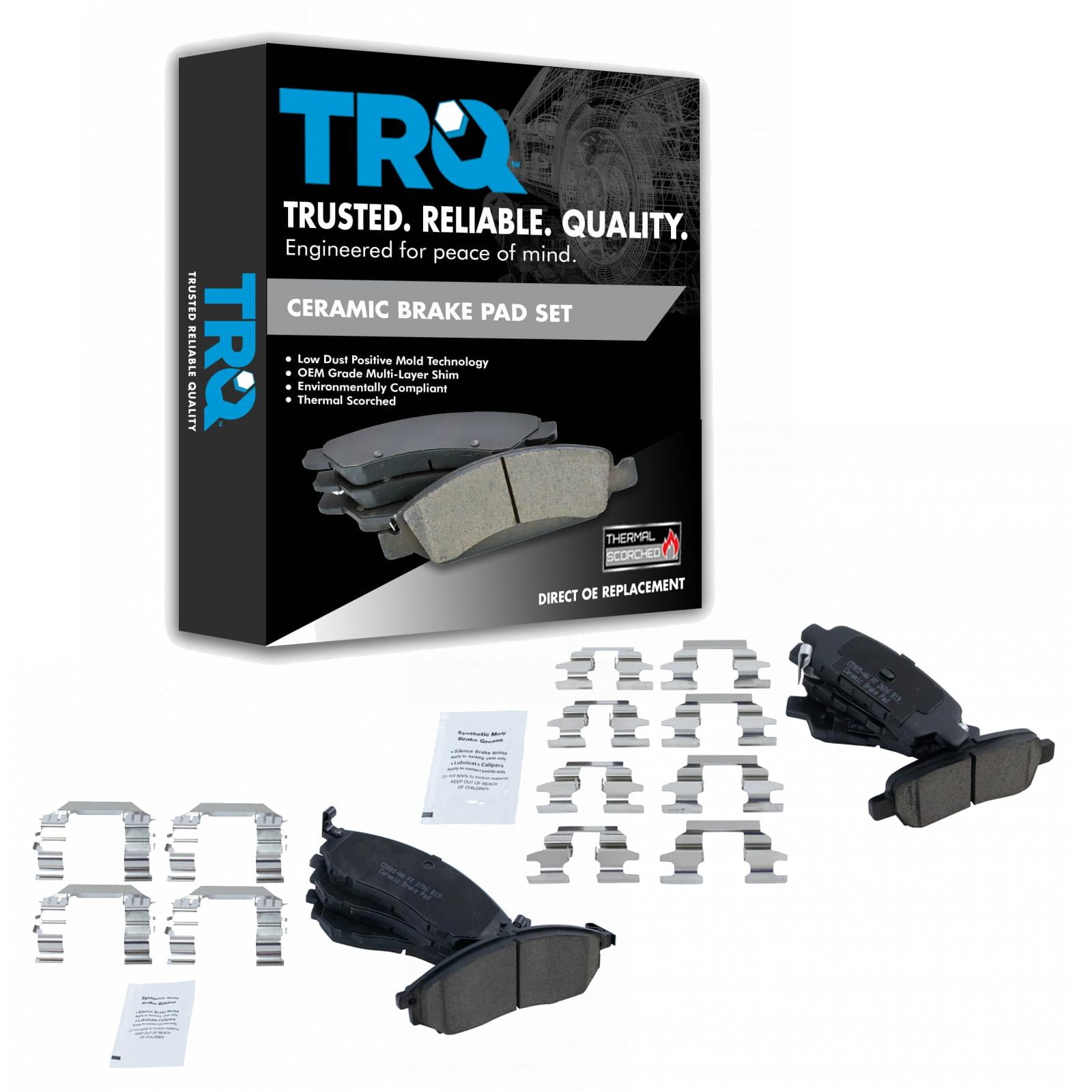 TRQ Premium Posi Ceramic Front & Rear Brake Pad LH RH Kit for Nissan ...