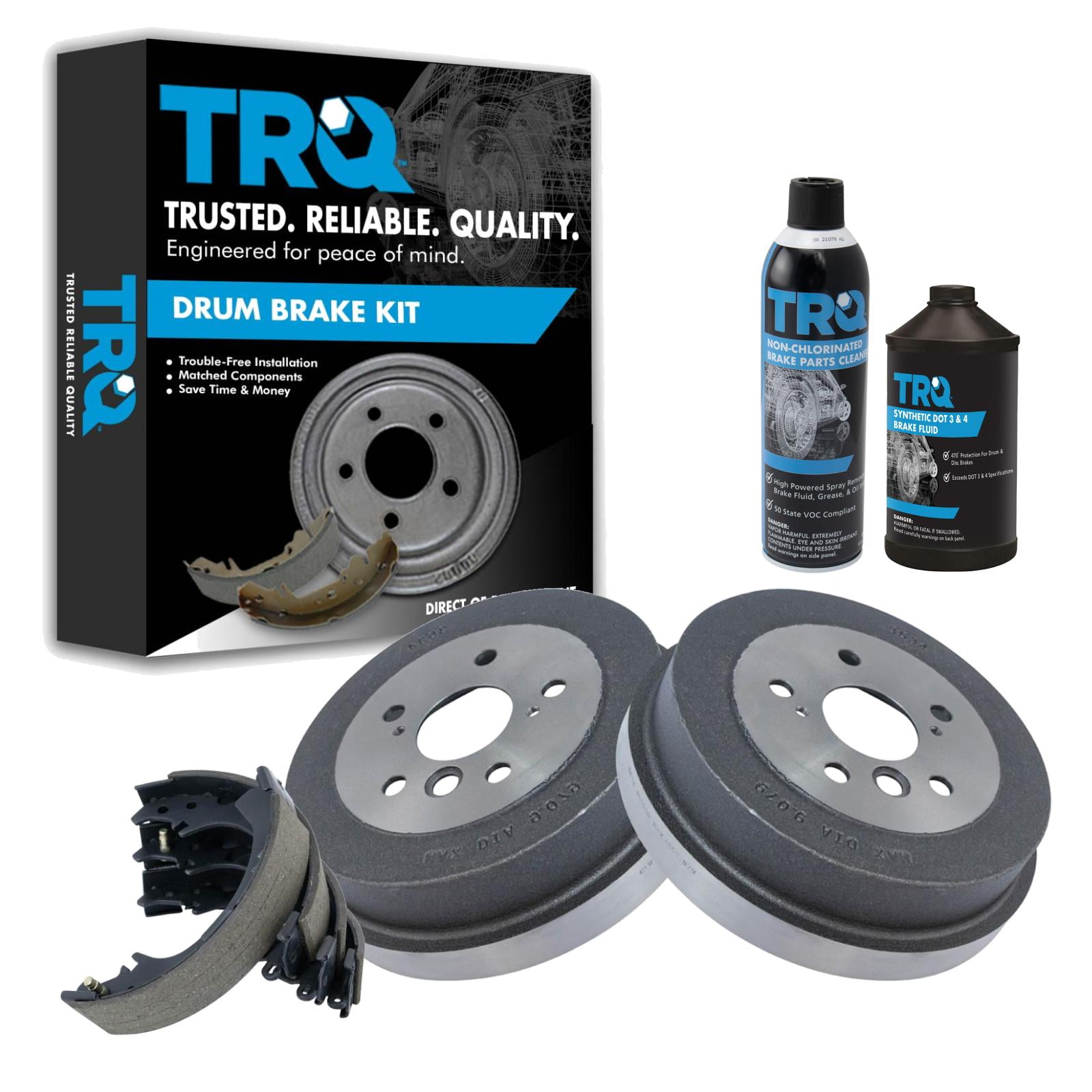 TRQ Rear Brake Drums Pair & Shoe Left & Right Kit w/Fluids for Toyota Camry BKA15930 - Walmart.com