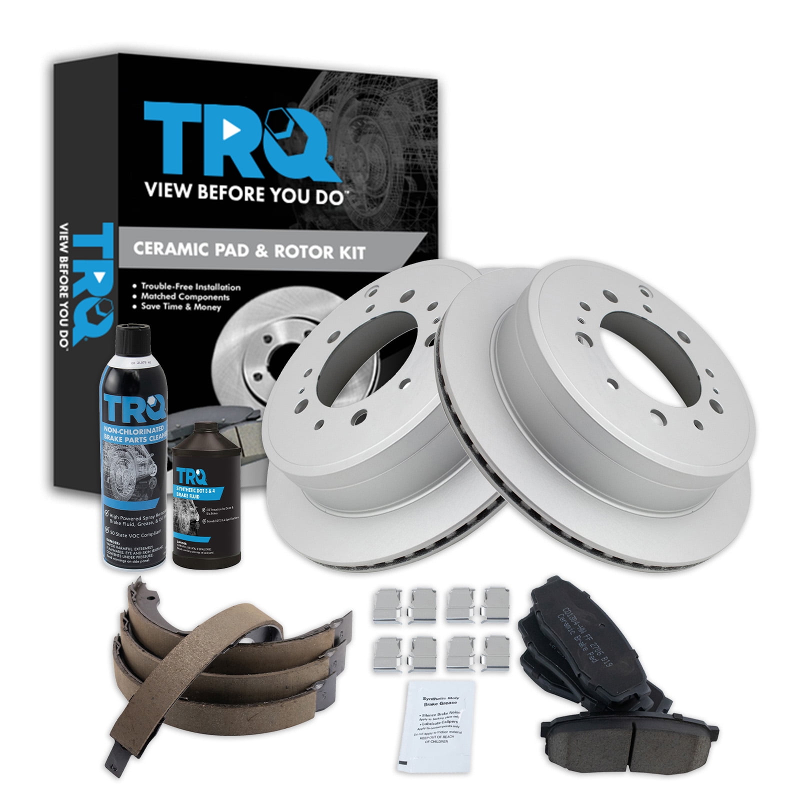 TRQ Rear Brake Pad & Rotor Kit BKA35015 Fits Select 2008-2021 Toyota ...