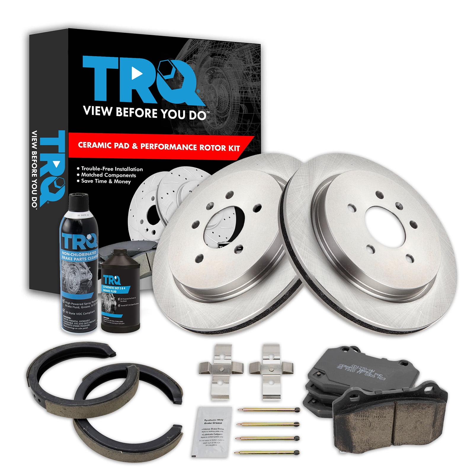 TRQ Rear Brake Pad & Rotor Kit BKA38780 Fits Select 2005-2010 Cadillac ...