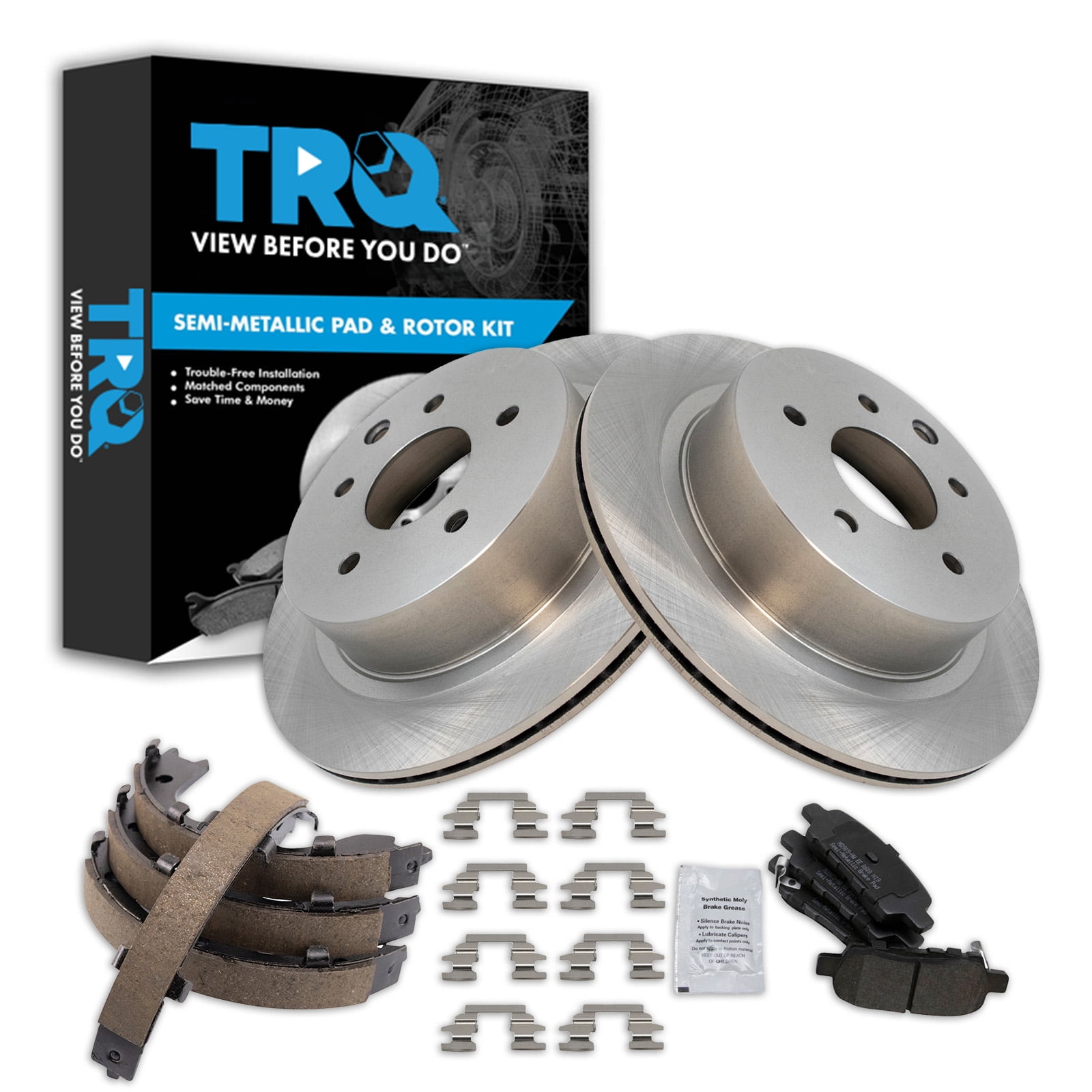 TRQ Rear Brake Pad & Rotor Kit Brake Pads Brake Rotor Parking Brake ...