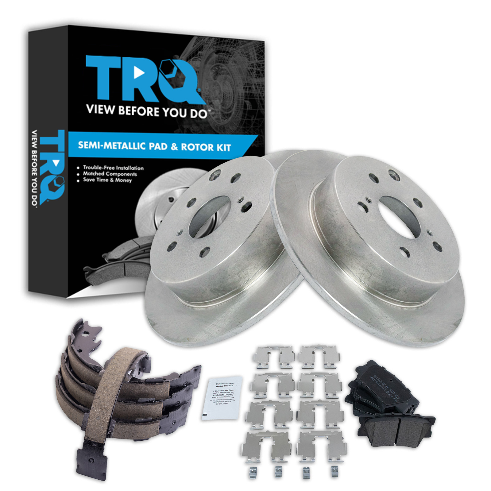 TRQ Rear Brake Pad & Rotor Kit Brake Pads Brake Rotor Parking Brake ...