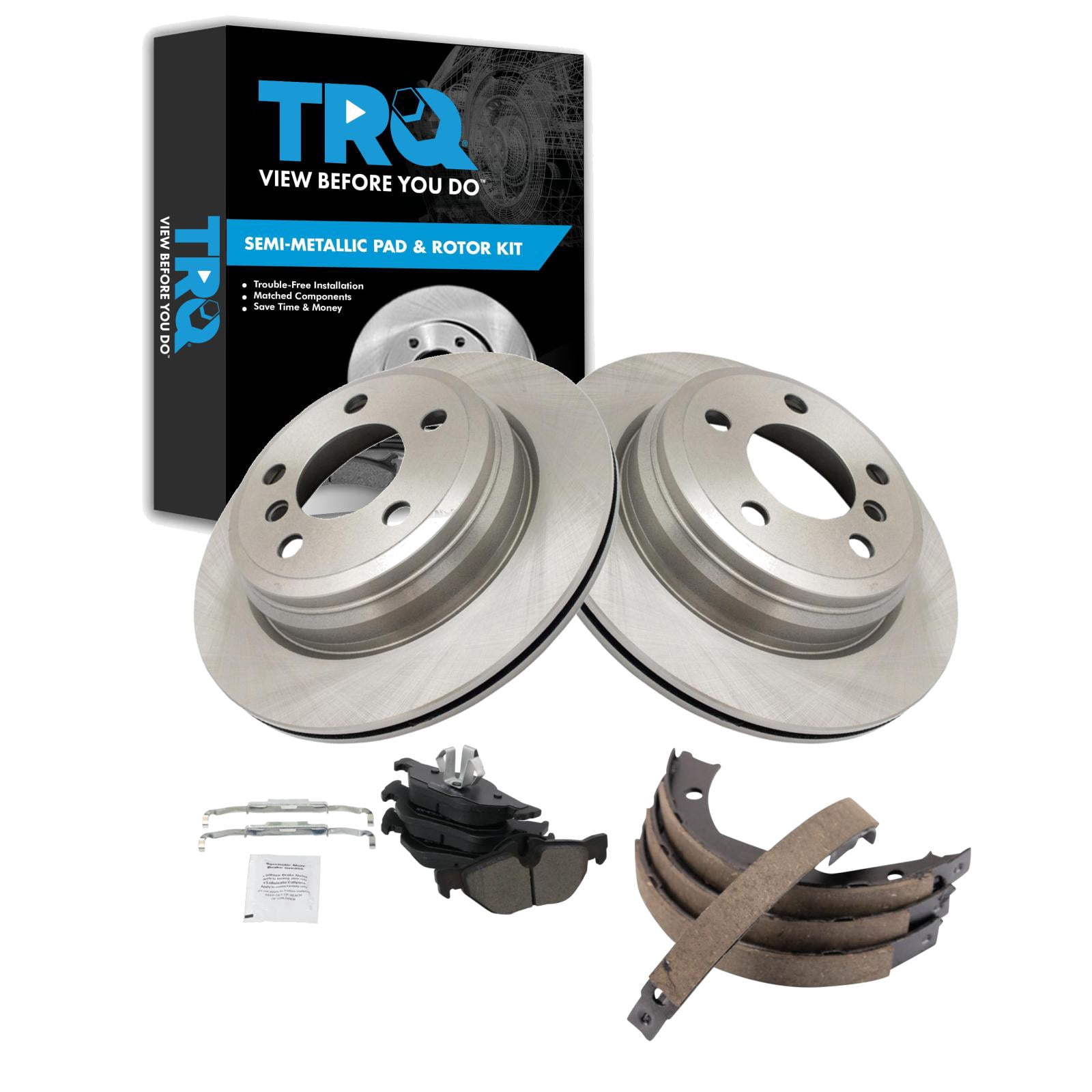 TRQ Rear Brake Pad & Rotor Kit Brake Pads Brake Rotor Parking Brake ...