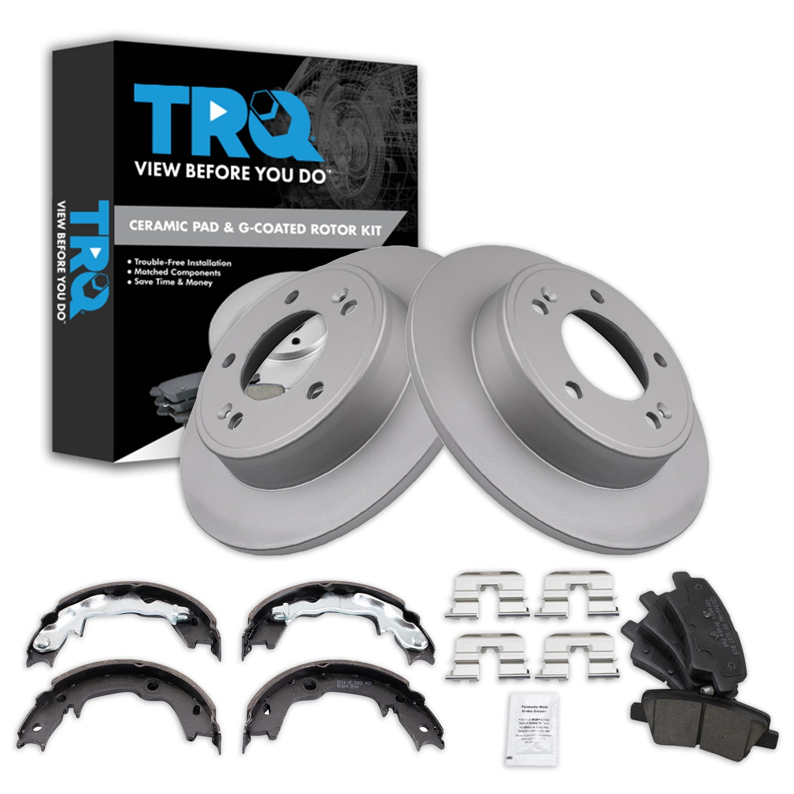 TRQ Rear Brake Pad & Rotor Kit Brake Pads Brake Rotor Parking Brake ...