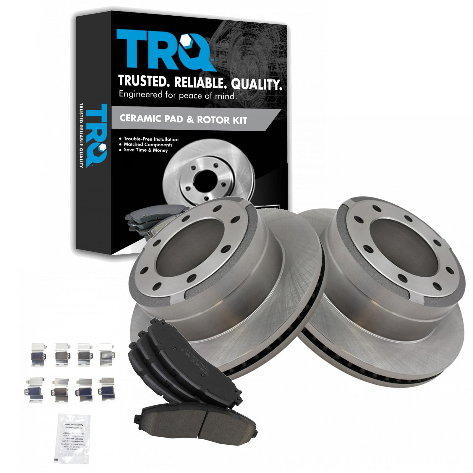 TRQ Rear Brake Pad & Rotor Kit Brake Pads Brake Rotor Ceramic Fits ...