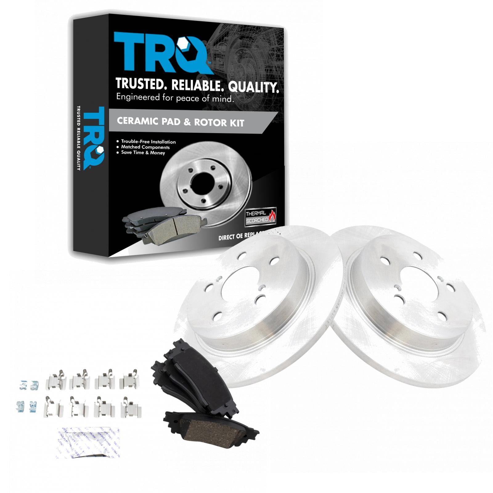 TRQ Rear Brake Pad & Rotor Kit Brake Pads Brake Rotor Ceramic Fits ...