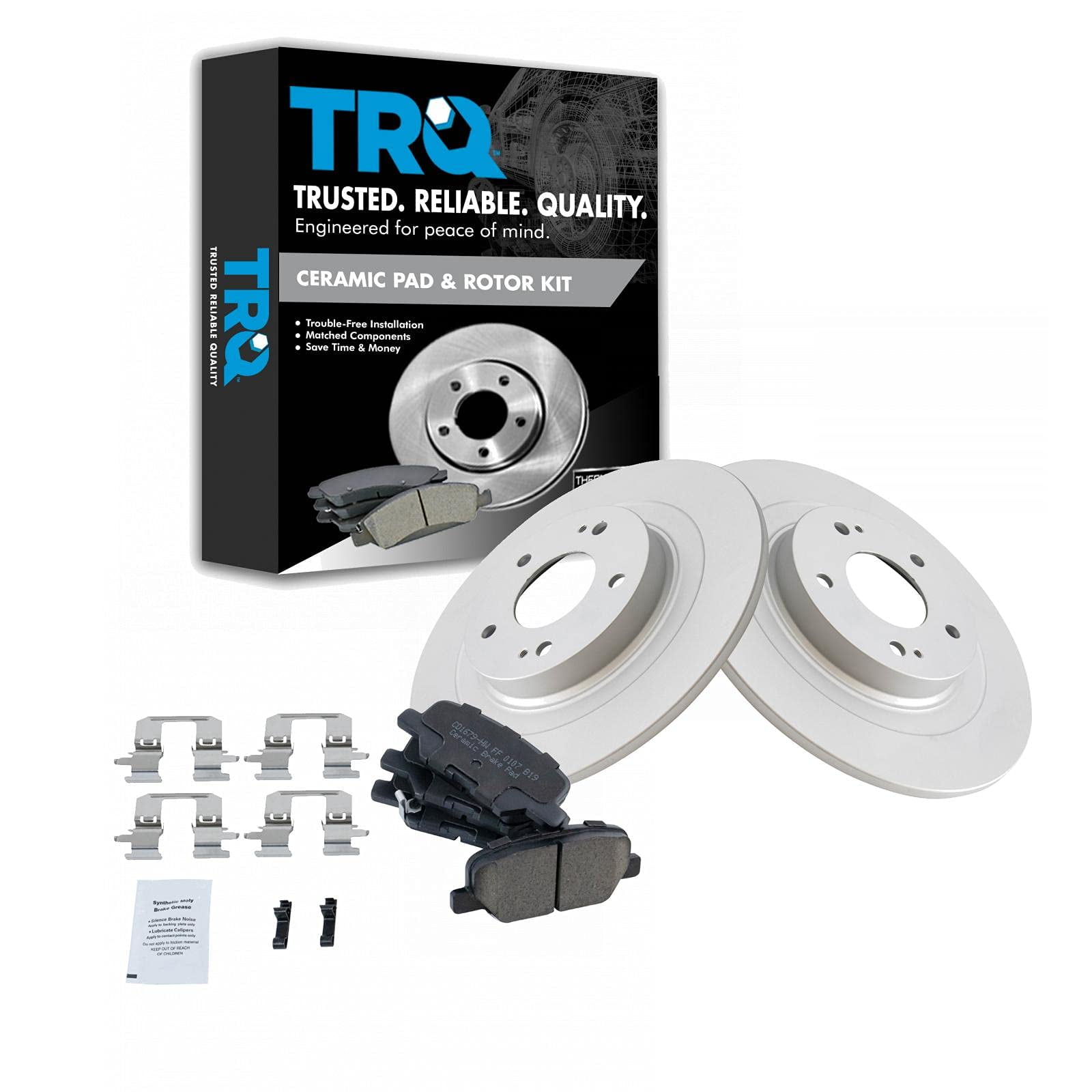 TRQ Rear Brake Pad & Rotor Kit Brake Pads Brake Rotor Ceramic Premium G ...