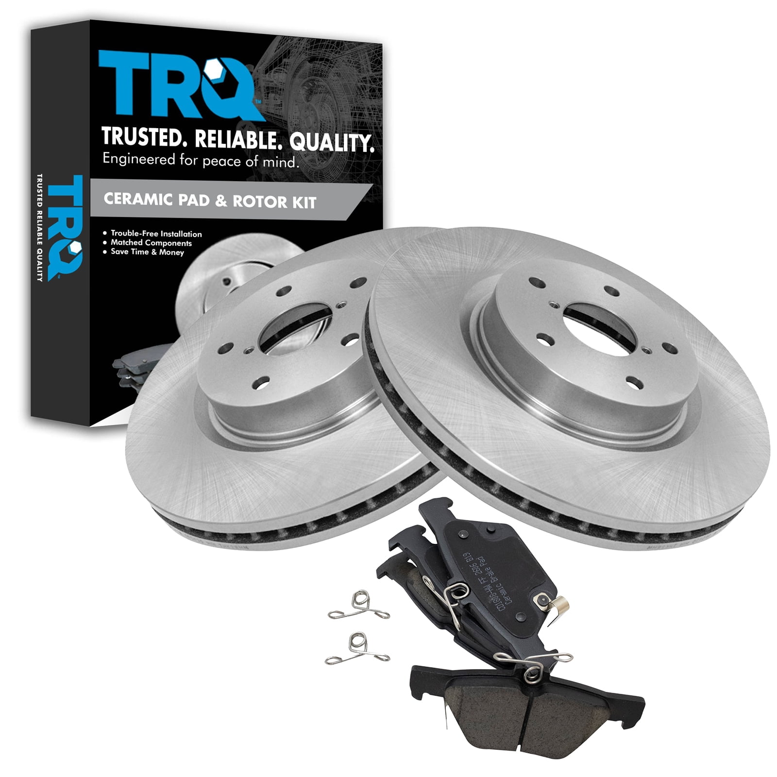 TRQ Rear Brake Pad & Rotor Kit Brake Pads Brake Rotor Ceramic Vented ...