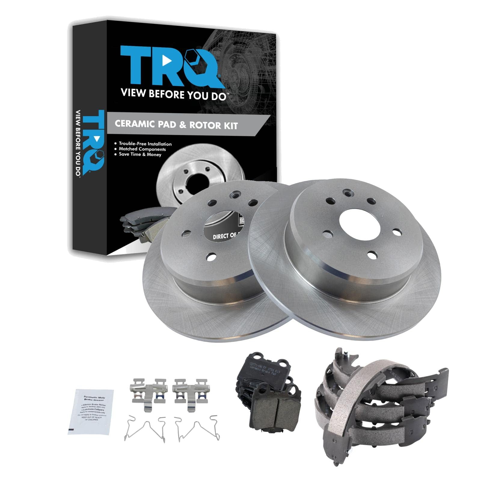 TRQ Rear Brake Pad & Rotor Kit Brake Pads Brake Rotor Parking Brake ...