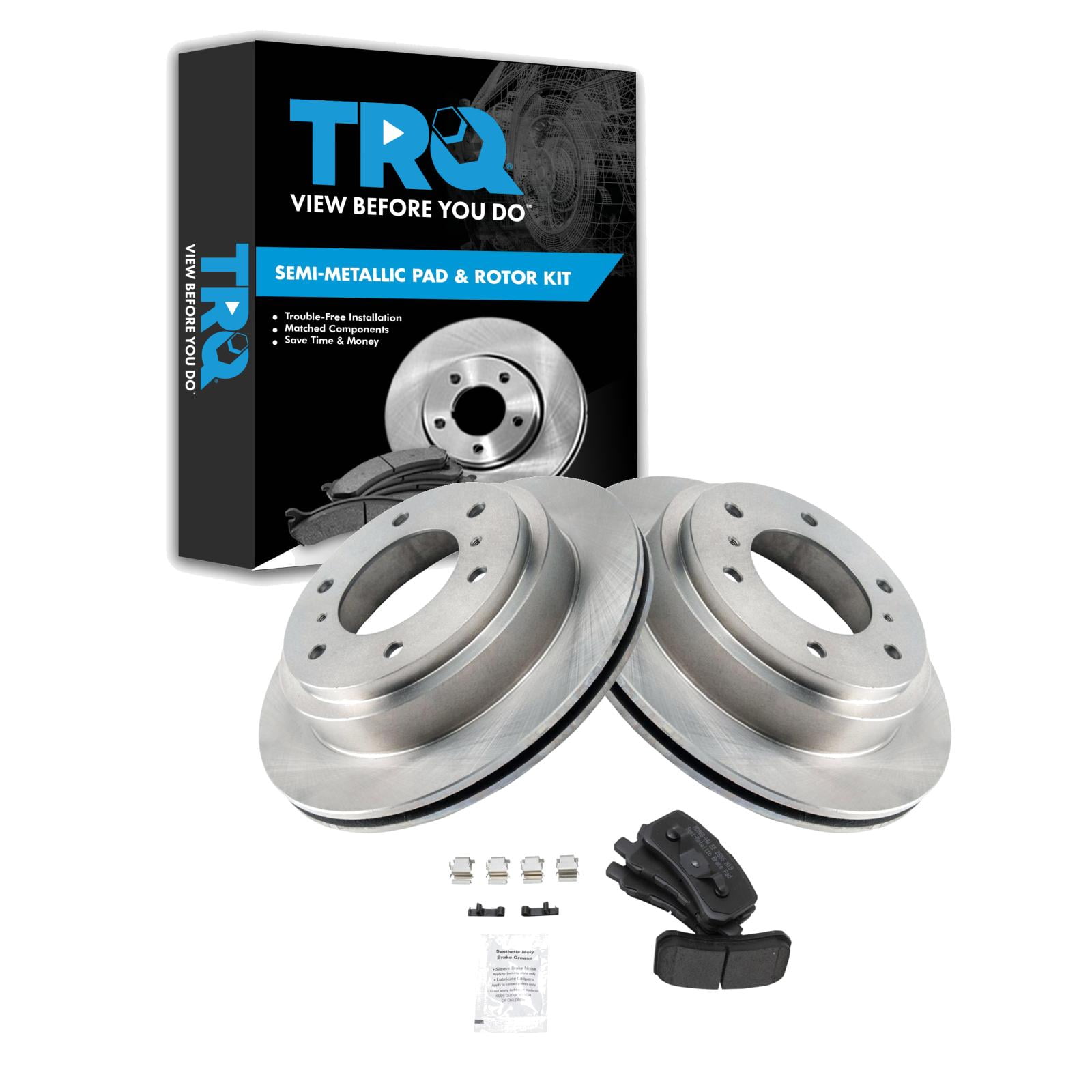 TRQ Rear Brake Pad & Rotor Kit Brake Pads Brake Rotor Semi-Metallic ...
