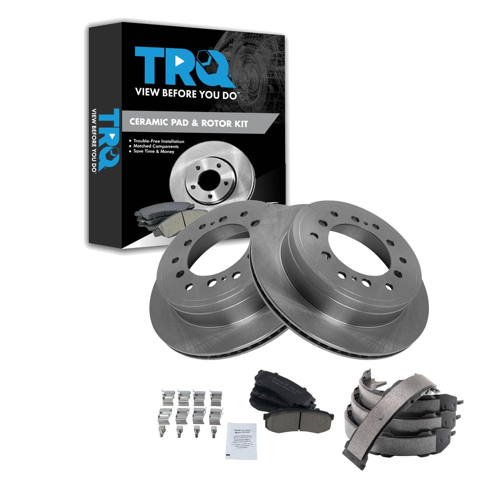 TRQ Rear Brake Pad & Rotor Kit Brake Pads Brake Rotor Parking Brake ...