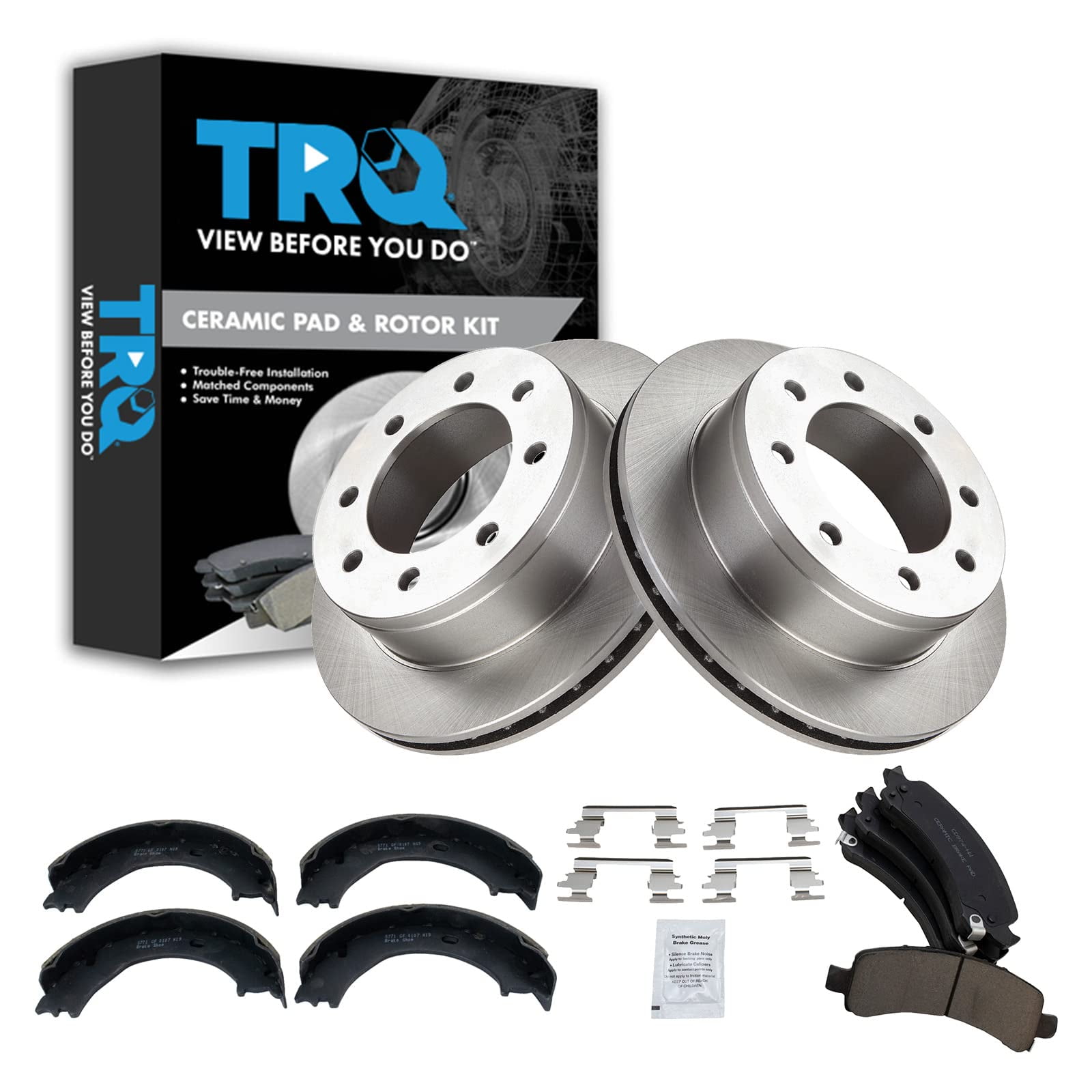 TRQ Rear Brake Pad & Rotor Kit Brake Pads Brake Rotor Parking Brake ...