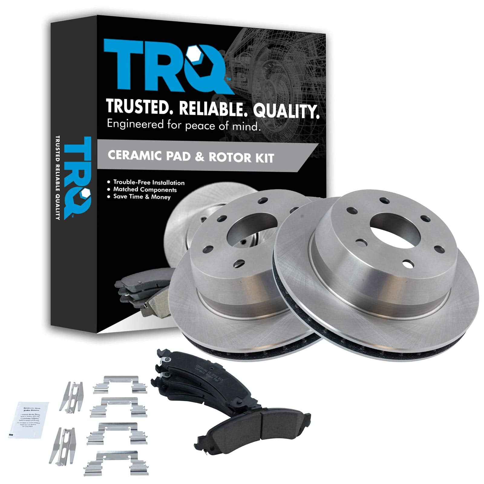 TRQ Rear Brake Rotor & Premium Posi Ceramic Pad Set Kit Fits Select ...