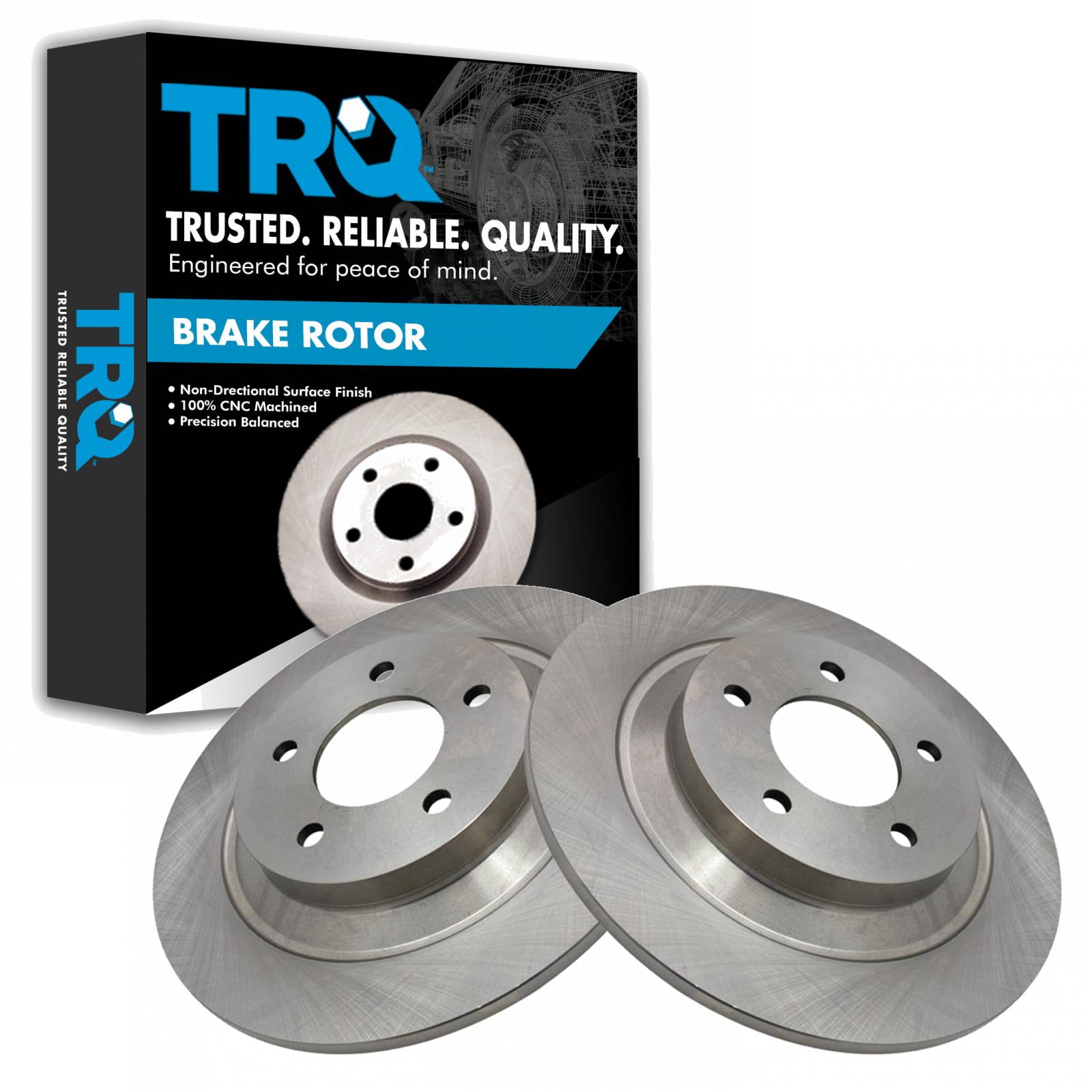 TRQ Rear Brake Rotors Set Solid Fits Select 2006-2015 Mazda 5 - Walmart.com