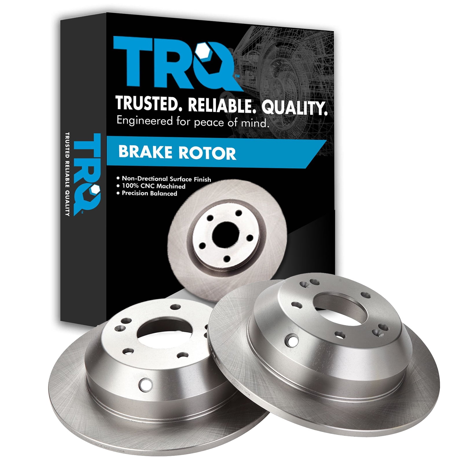 TRQ Rear Brake Rotors Set Solid Fits Select 2010-2018 Hyundai Santa Fe ...