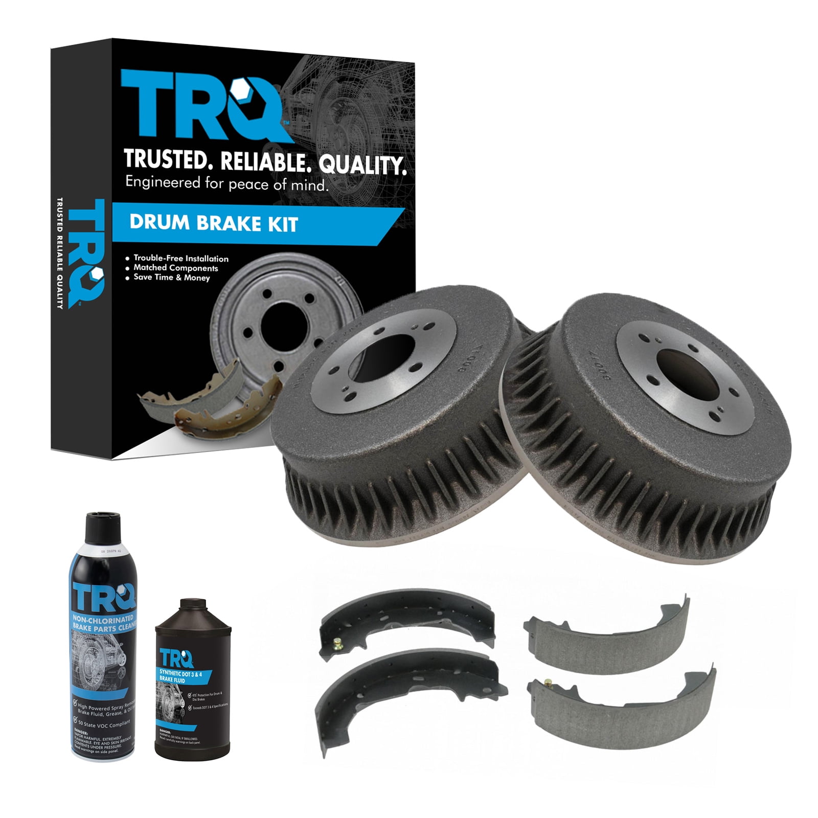 TRQ Rear Brake Shoe and Drum Kit w/Fluids 5 Stud w/Fluids for 93-02 ...
