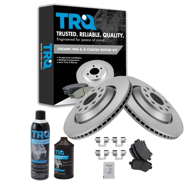 TRQ Rear Ceramic Brake Pad & Coated Rotor Kit w/Fluids for VW Passat CC ...