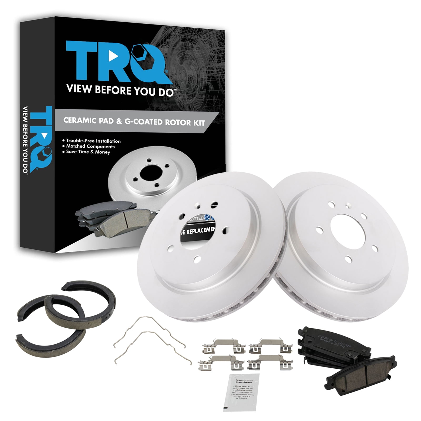 TRQ Rear Ceramic Brake Pad & Rotor Kit Fits 2005-2009 Cadillac STS ...