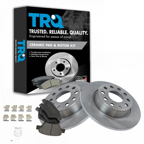 TRQ Rear Ceramic Brake Pads and Discs Rotors Set Fits VW Jetta Golf ...