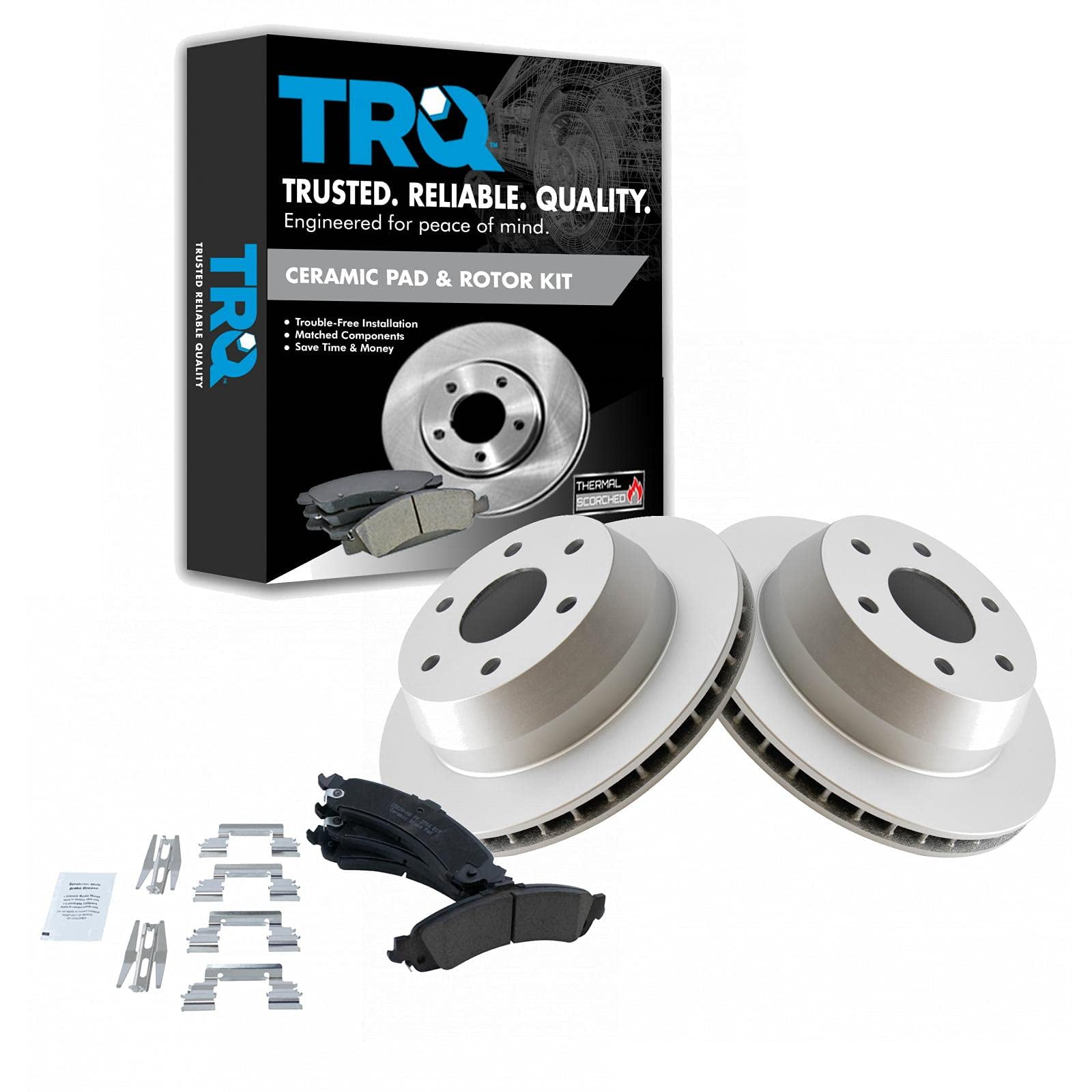 TRQ Rear Ceramic Brake Pads & G-Coated Rotor Kit Fits Select GM Pickup ...