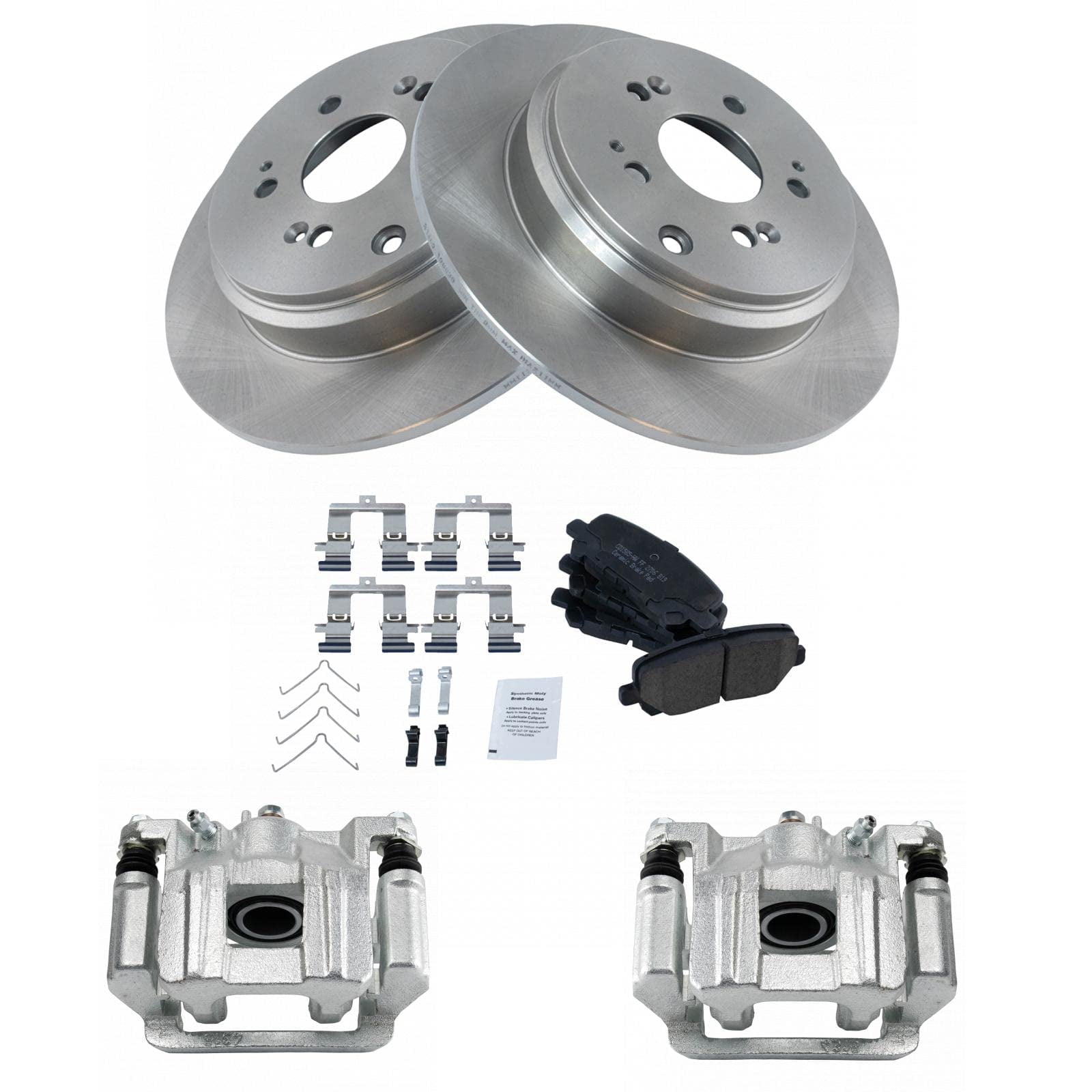 TRQ Rear Brake Pad & Rotor Kit Brake Caliper Brake Pads Brake Rotor ...
