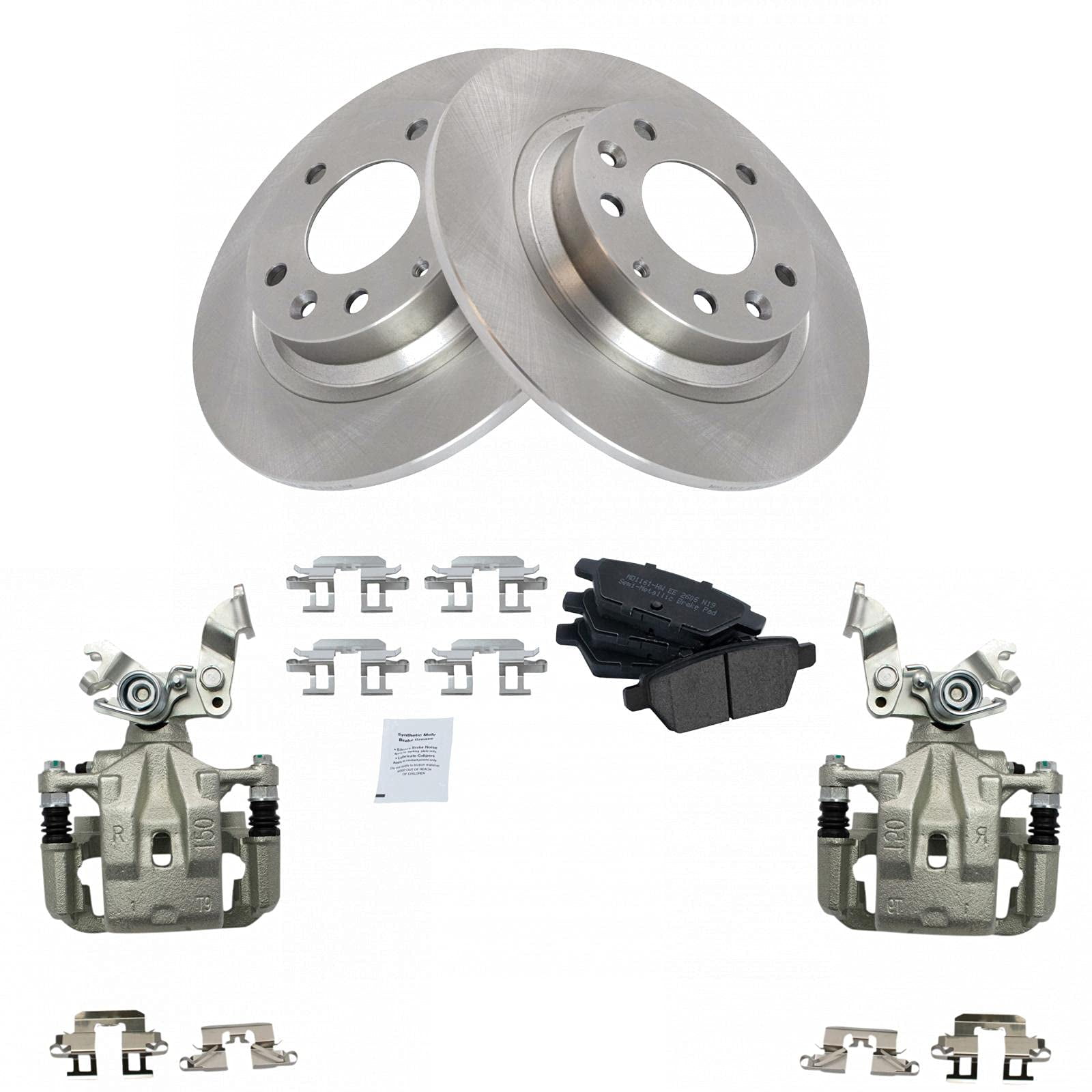 TRQ Rear Metallic Brake Pad, Rotor & Caliper Kit Fits Select Ford ...