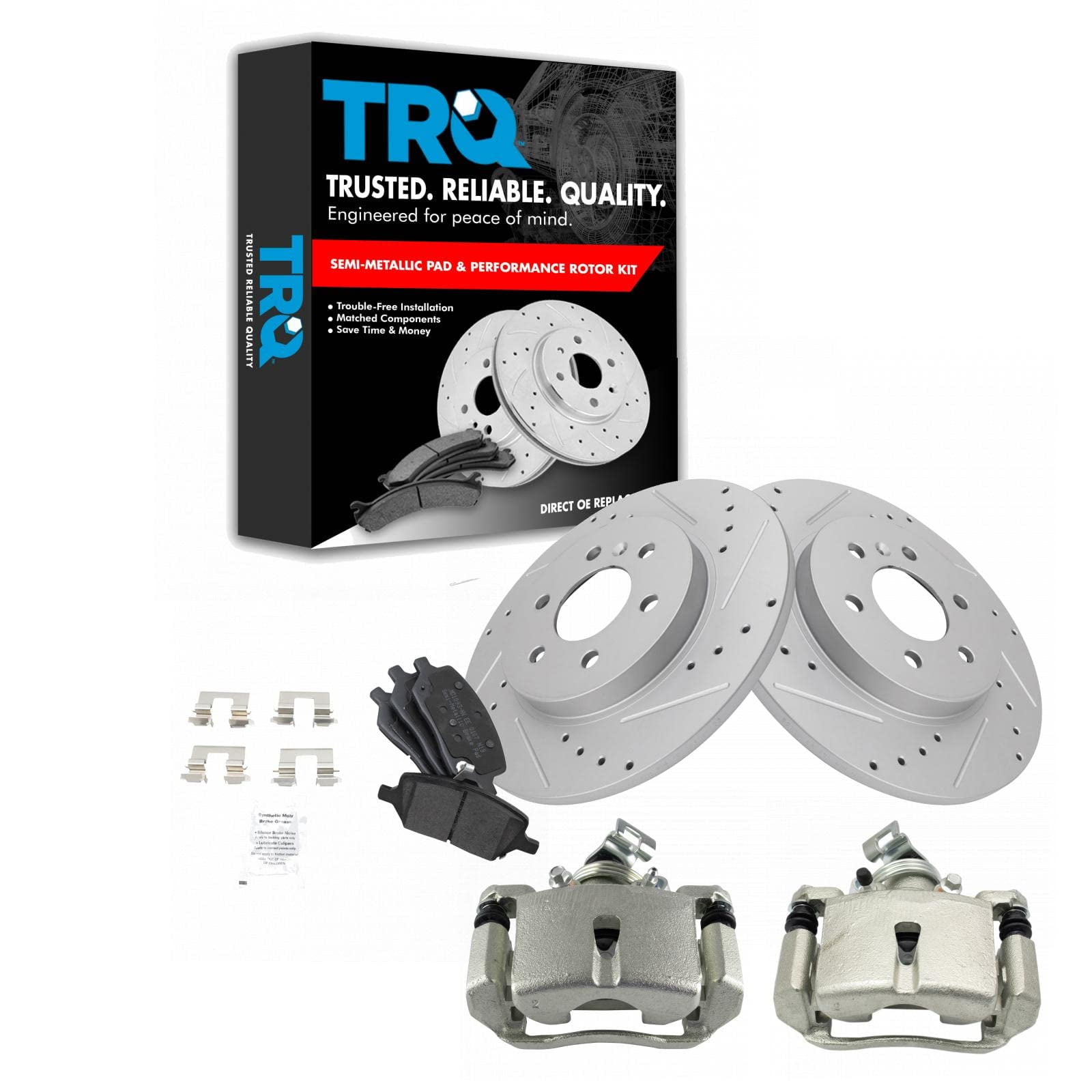 TRQ Rear Metallic Pads Performance Rotors & Calipers Fits Select GM SUV ...